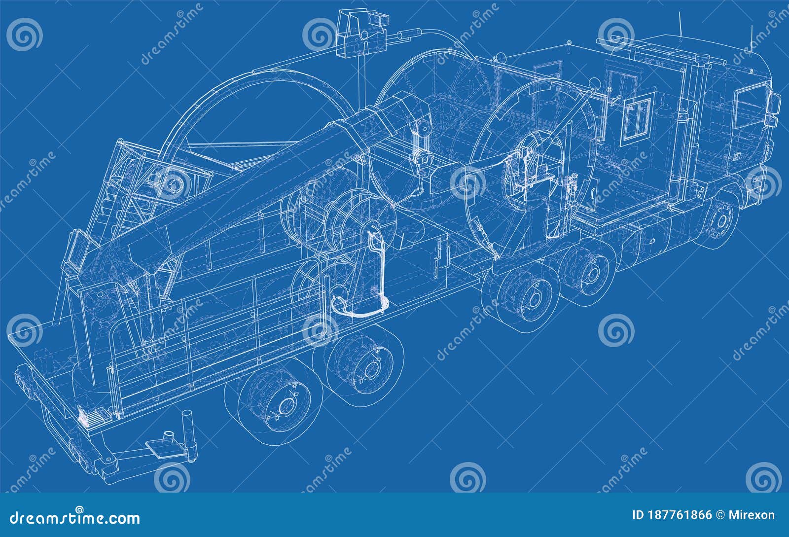 Coiled Tubing Machine Technical Wire-frame. EPS10 Format Stock Vector ...