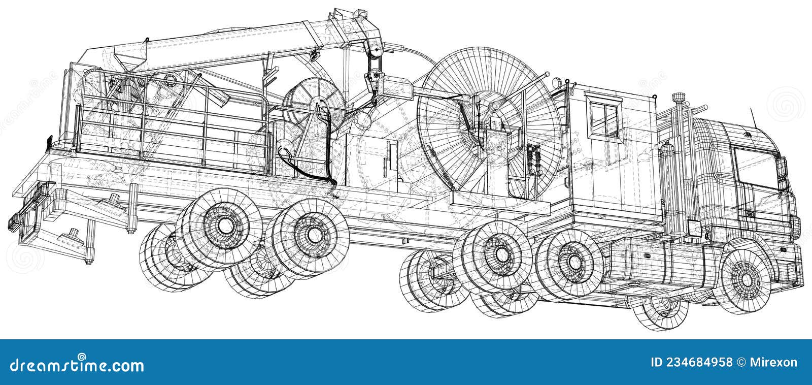 Coiled Tubing Machine Technical Wire-frame. EPS10 Format Stock Vector ...