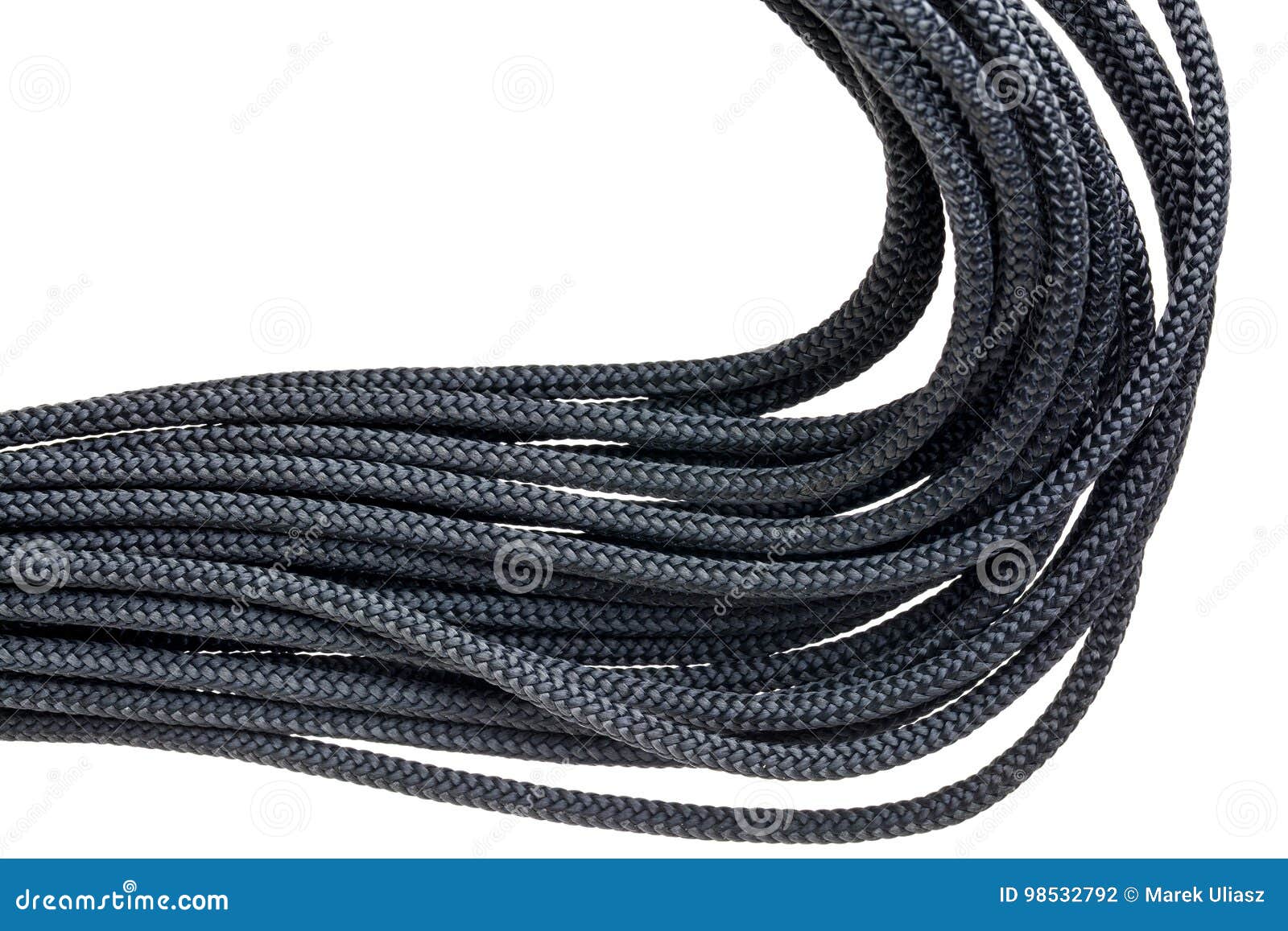 Coils of Black Braided Cord Stock Photo - Image of fiber, cord: 98532792