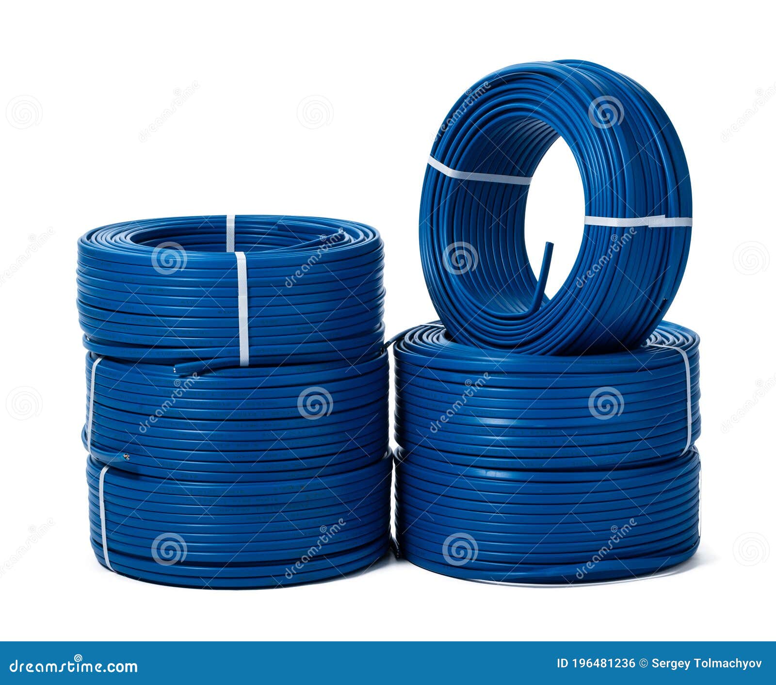 Coils of Blue Cable Isolated on White Background Stock Photo - Image of ...