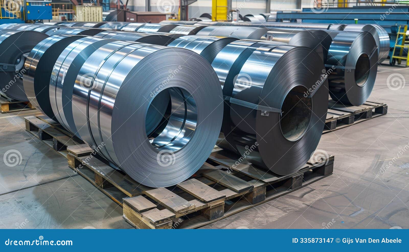 Coils Of Steel Wire. Rabitz Mesh Netting Rolls In Warehouse Royalty ...