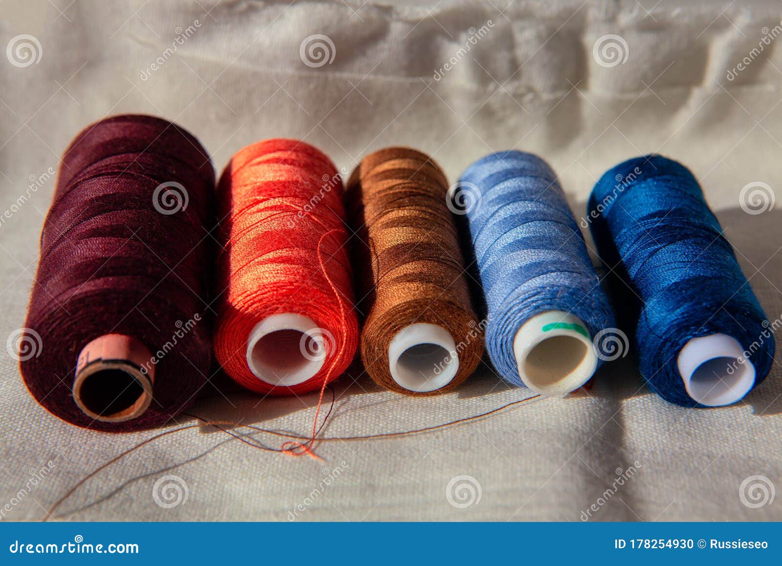Coils with colored thread stock photo. Image of dressmaking - 178254930