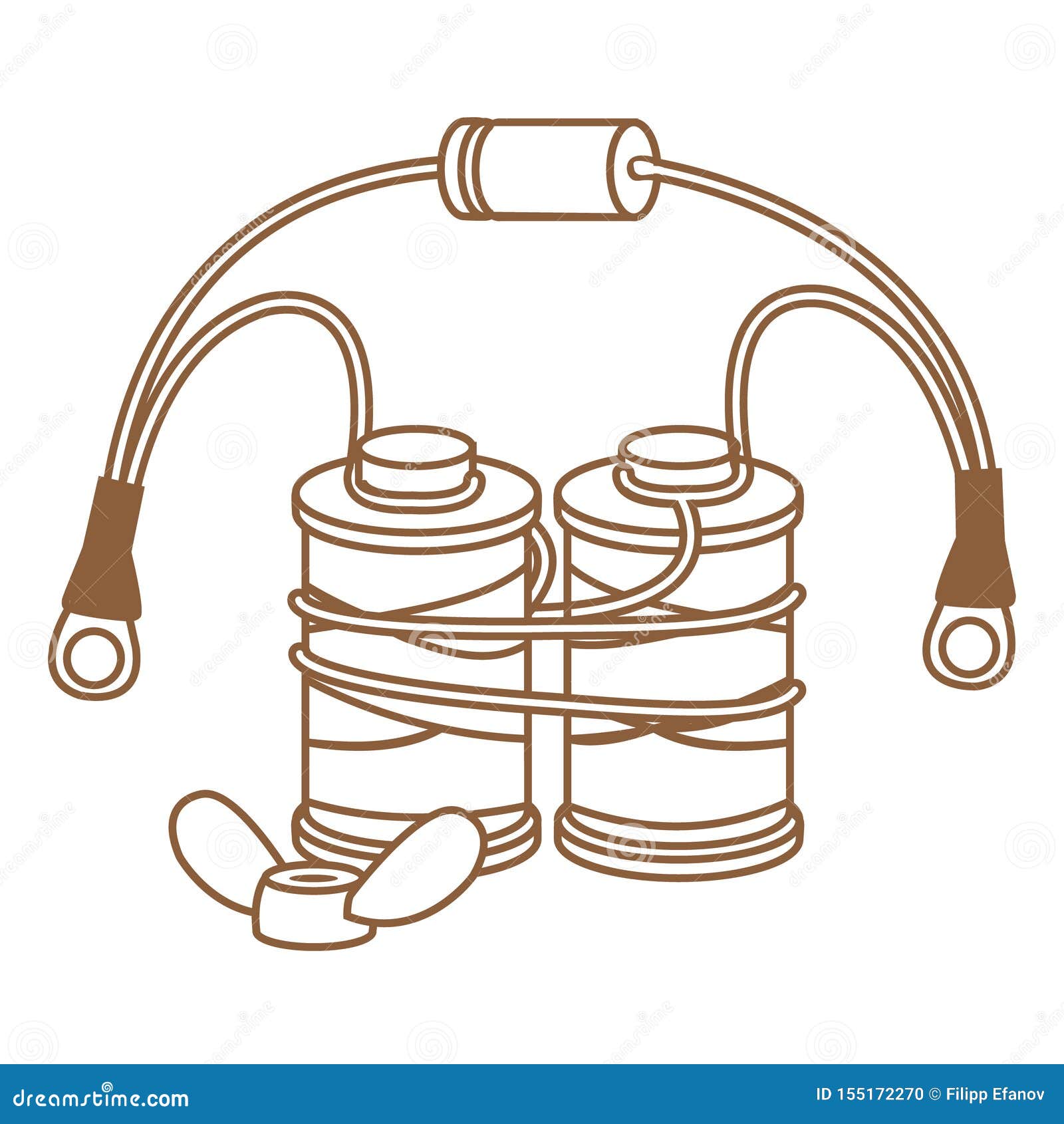Coils with Copper Wire for the Induction of Tattoo Machines. Outline ...