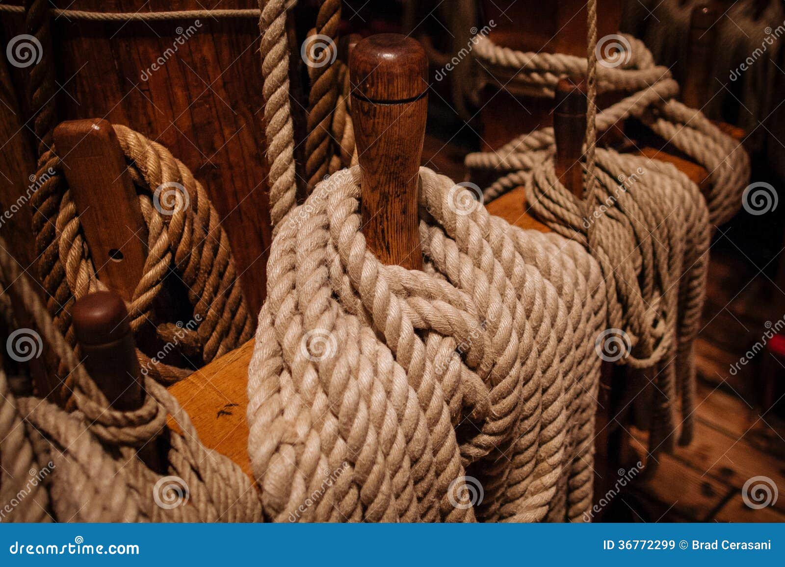 Coils of Rope and Tackle stock image. Image of wood, pirate - 36772299