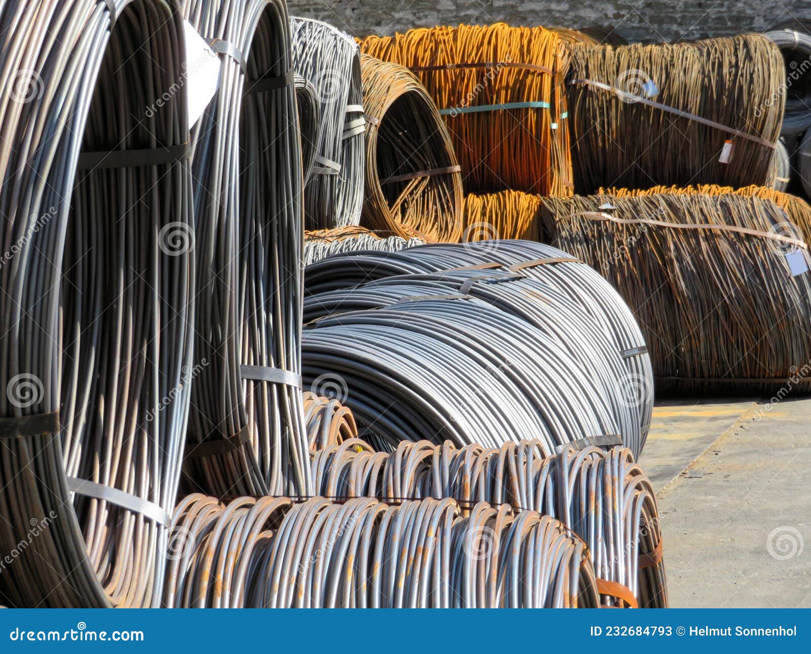 Coils of Wire in a Storage Bin for Processing Stock Image - Image of ...