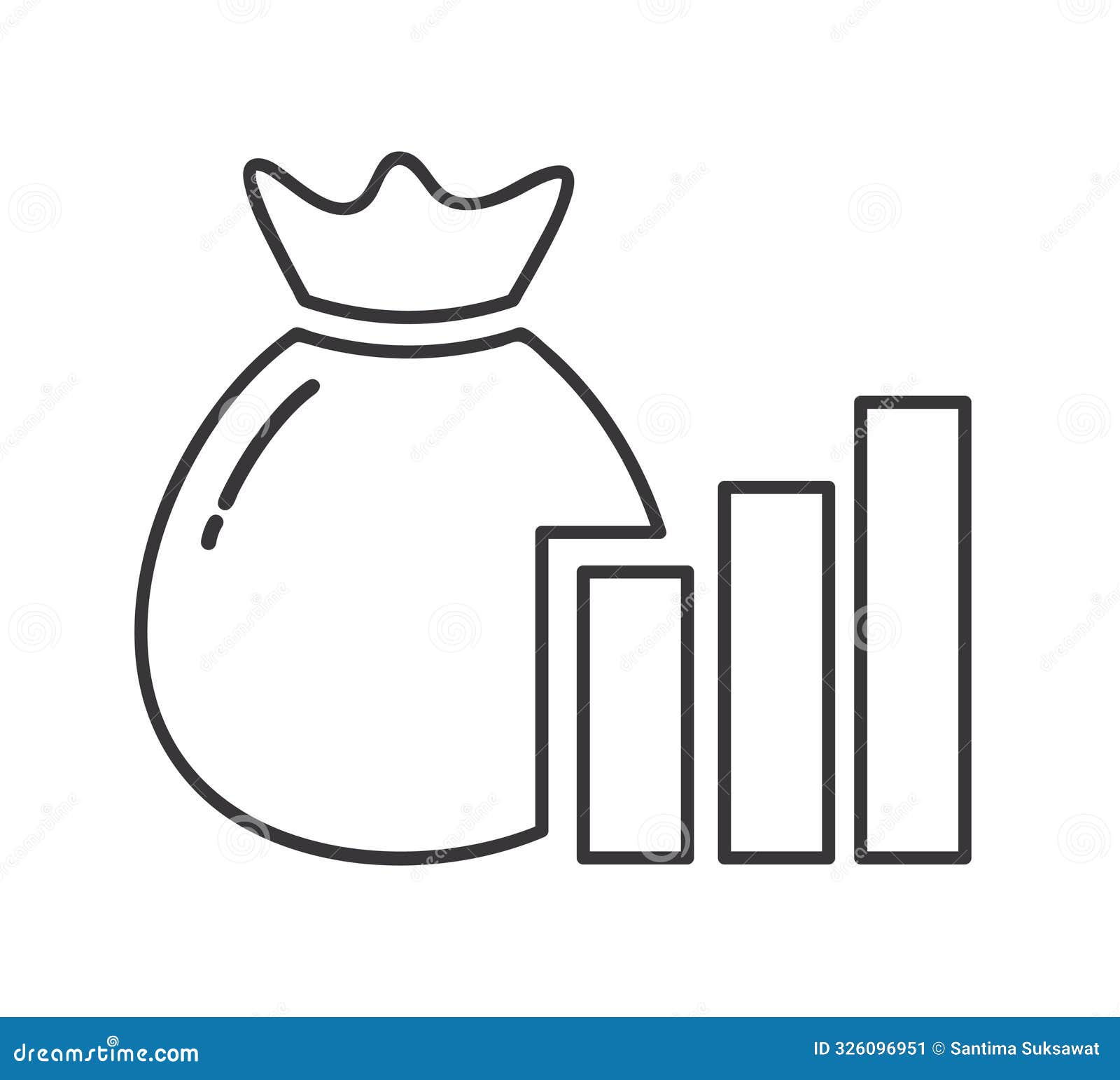 Coin Bag Icon with Graph Vector Illustration Stock Illustration ...