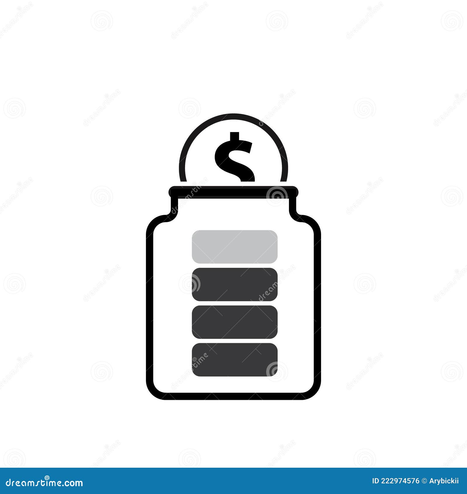 Coin in Bank Icon. Vector Sign Stock Vector - Illustration of vector ...