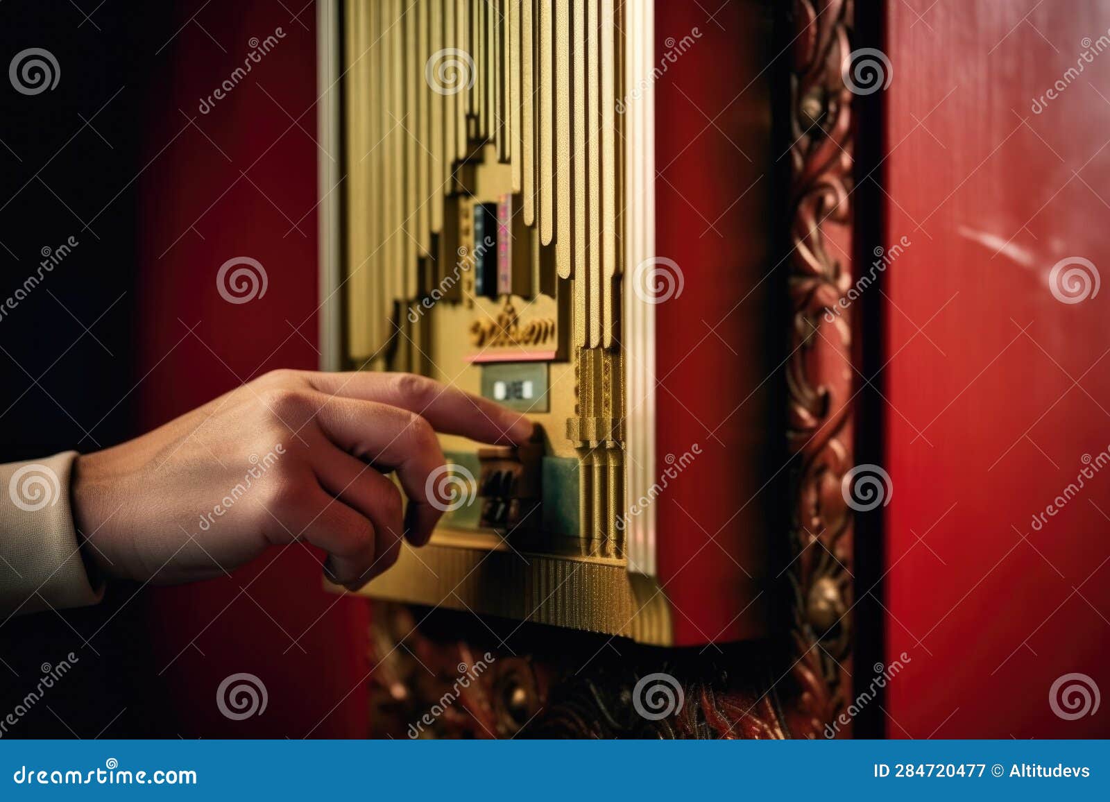 A Coin Being Inserted into a Classic Jukebox Slot Stock Illustration ...