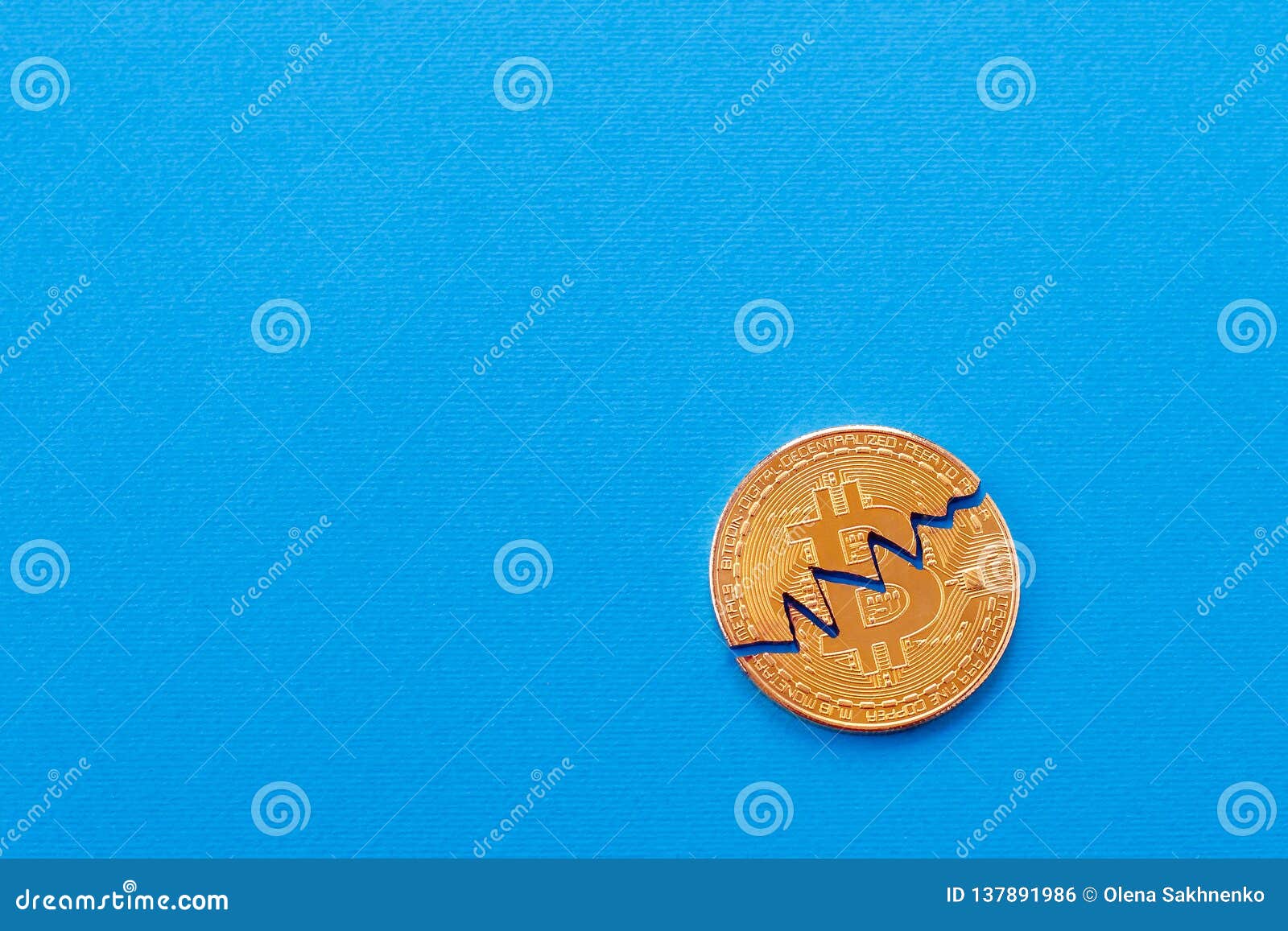Coin Bitcoin is Broken in Half. the Fall and Collapse of the Course of ...