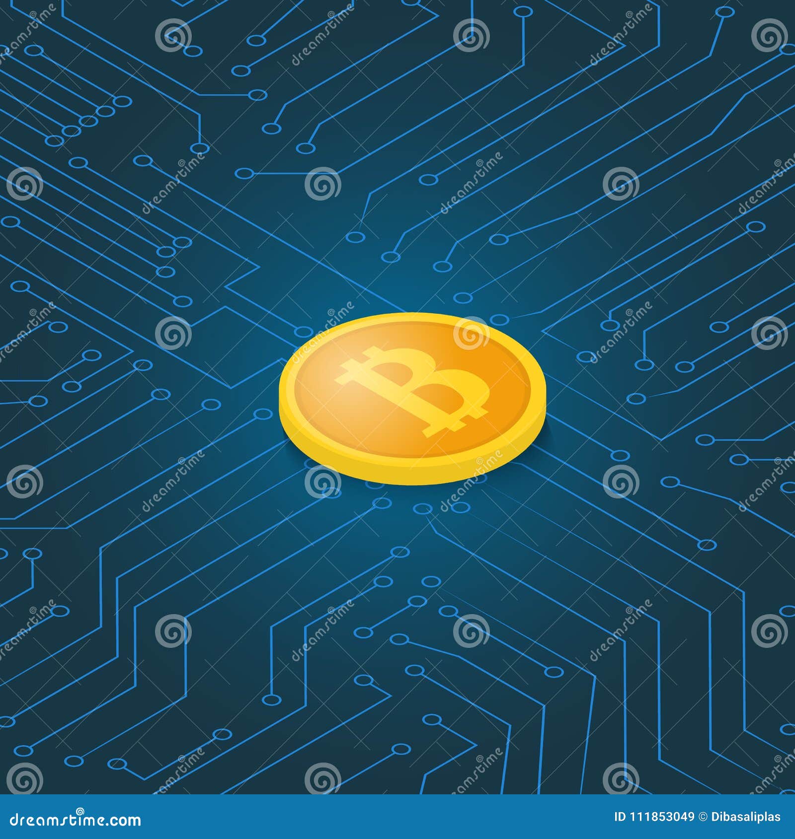 Coin Bitcoin on a Computer Chip. Stock Vector - Illustration of finance ...