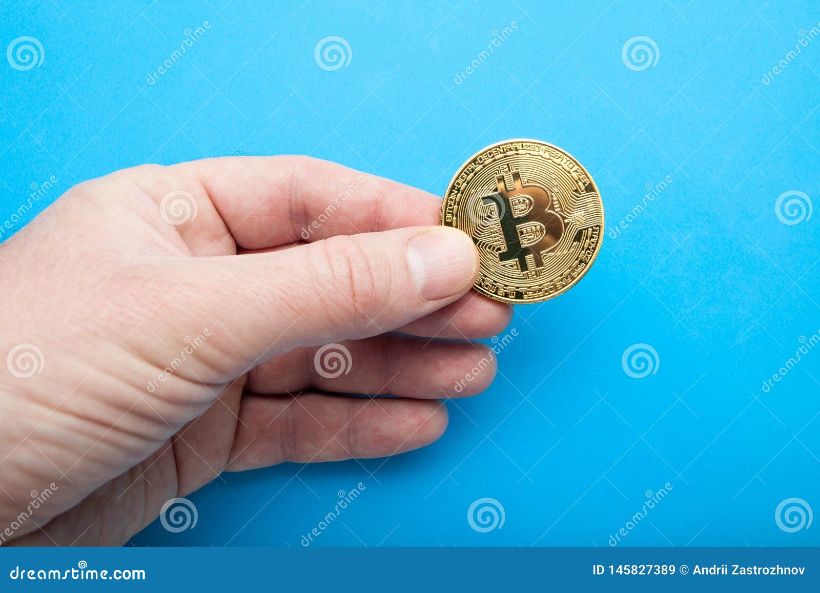 Coin Bitcoin in Hand, Close-up Stock Image - Image of economy, gold ...
