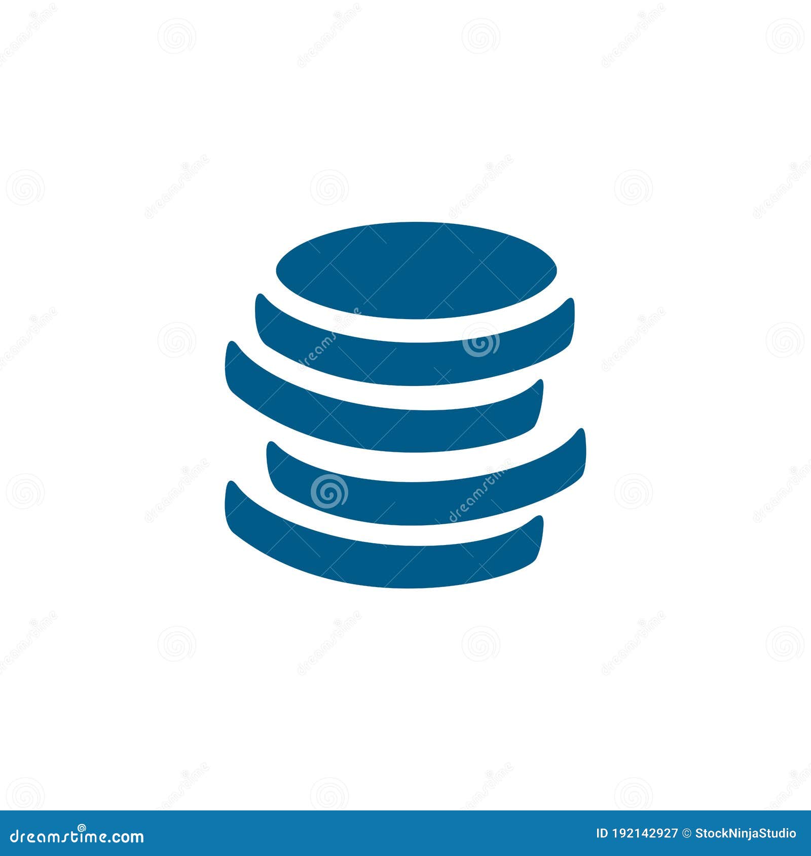 Coin Blue Icon on White Background. Blue Flat Style Vector Illustration ...