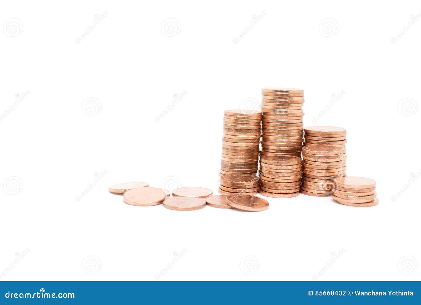 Coin, Bronze Coin Stack on White Background Stock Photo - Image of ...
