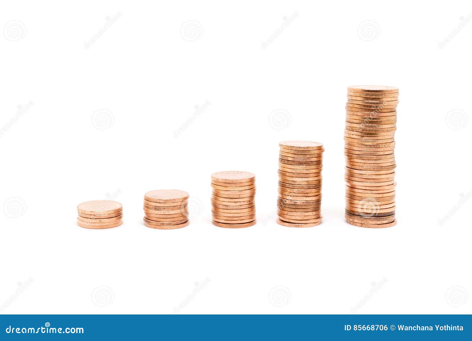 Coin, Bronze Coin Stack on White Background Stock Photo - Image of ...