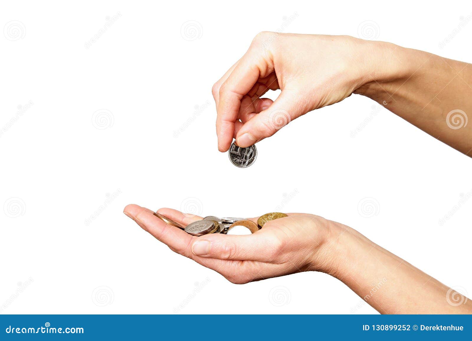 Coin change in hand stock photo. Image of holding, business - 130899252