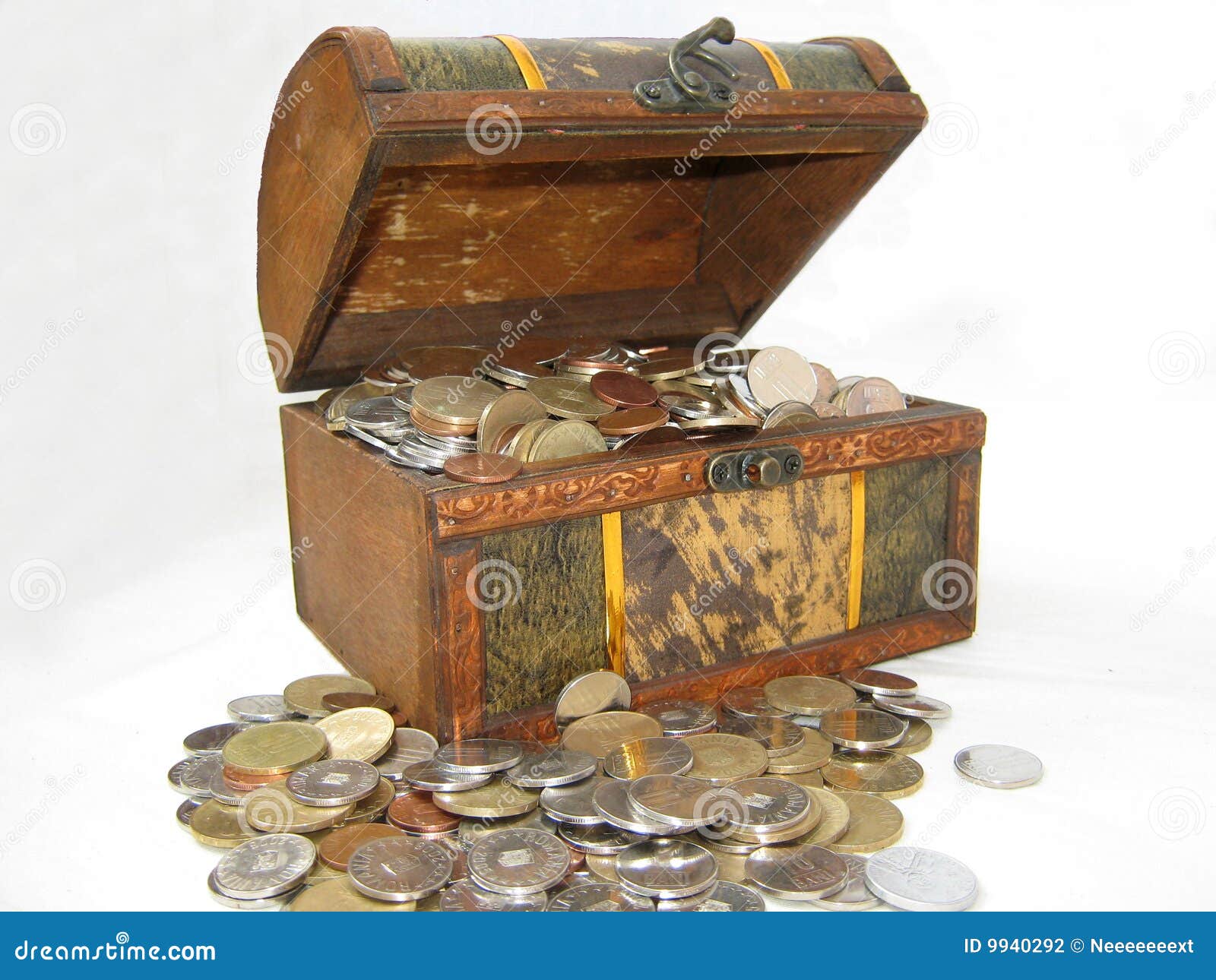 Coin Chest stock photo. Image of wooden, money, chest - 9940292