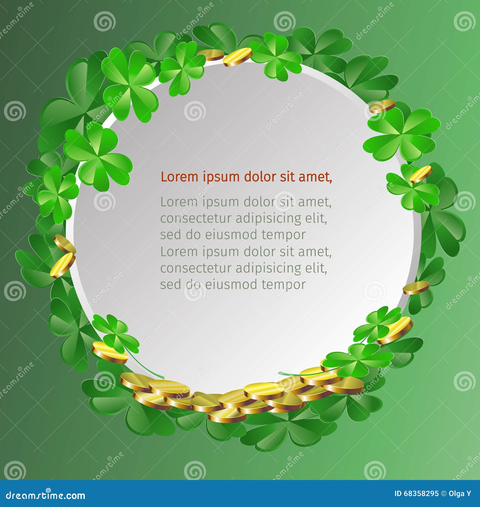 Coin and Clovers on a White Background. Illustration for St. Patrick S ...