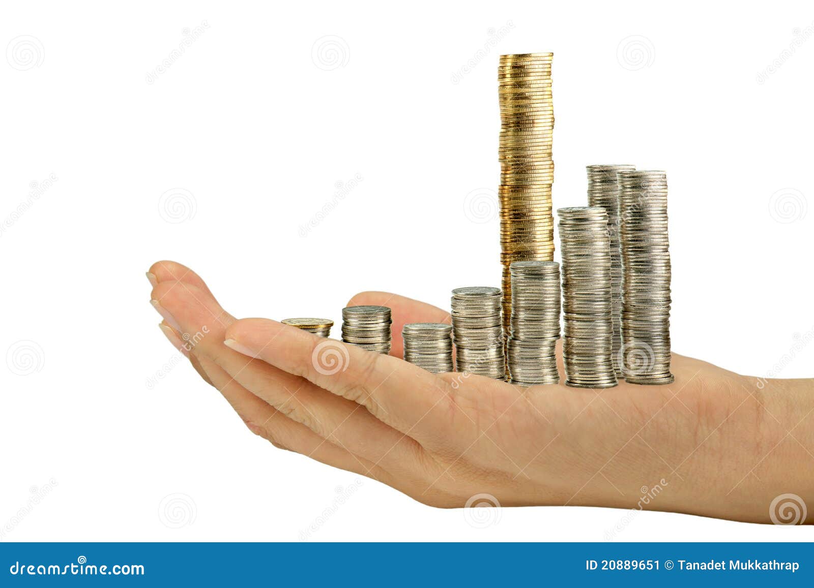 Coin Collect To Graph by Hand Stock Image - Image of growth, metal ...