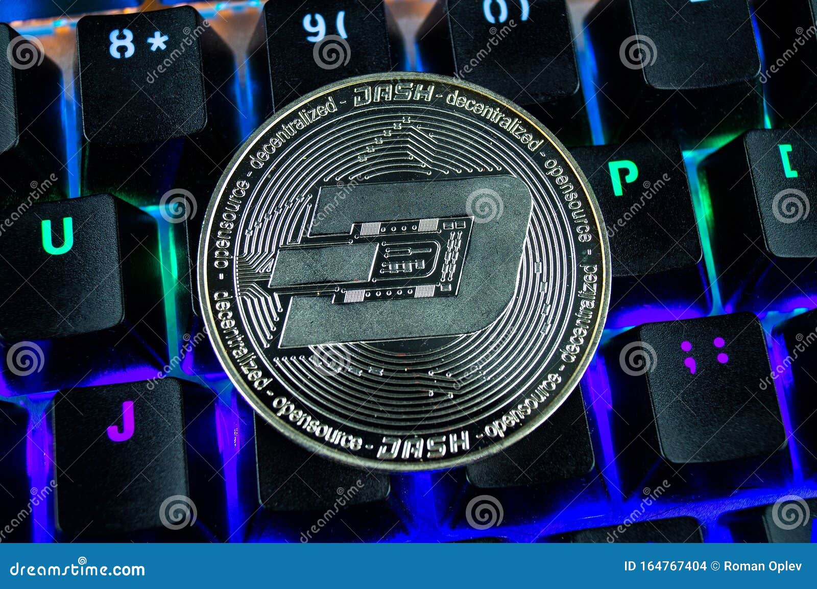 Coin Cryptocurrency Dash Close-up of the Colour-coded Keyboard ...