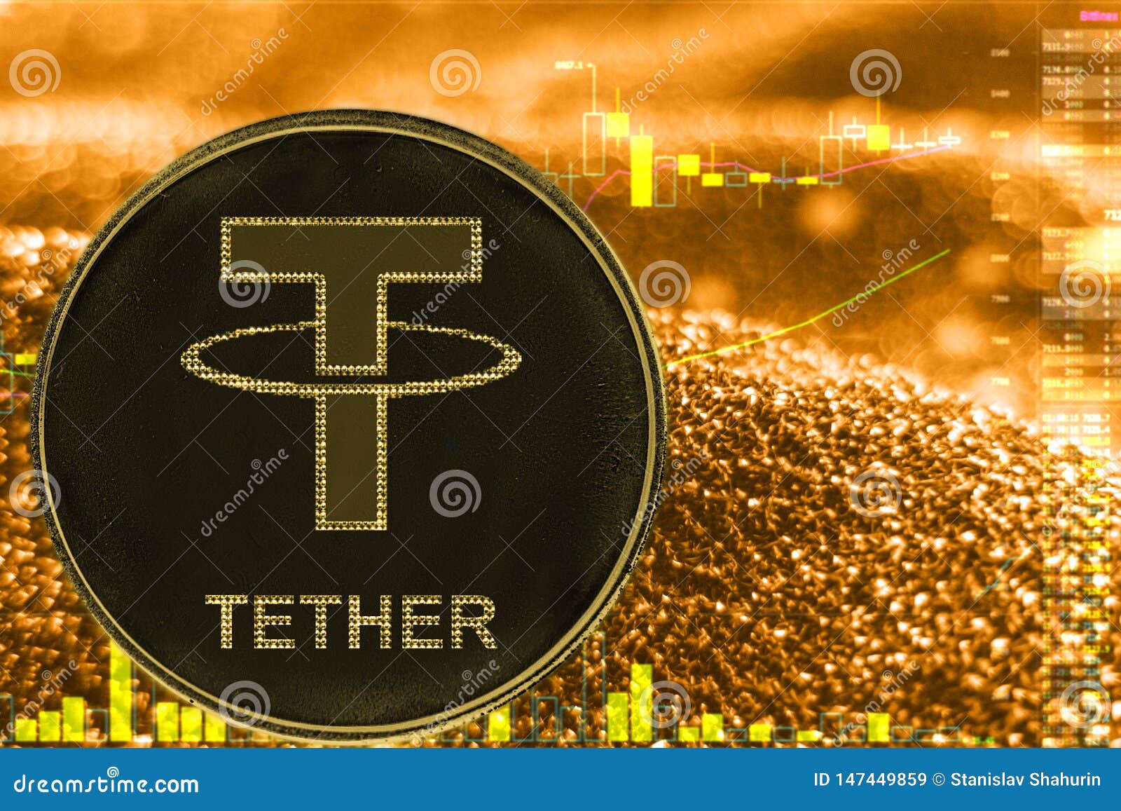 Tether Token Symbol, USDT Coin Icon, In A Digital Circle With A ...