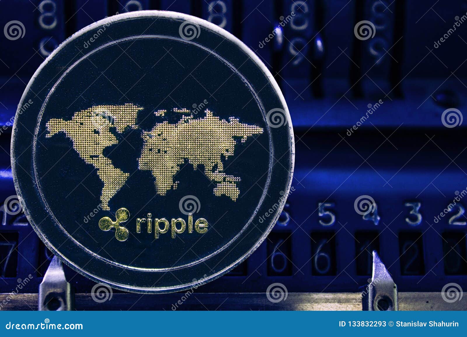 Coin Cryptocurrency XRP Against the Numbers of the Arithmometer ... Coin Cryptocurrency XRP Against the Numbers of the Arithmometer ...