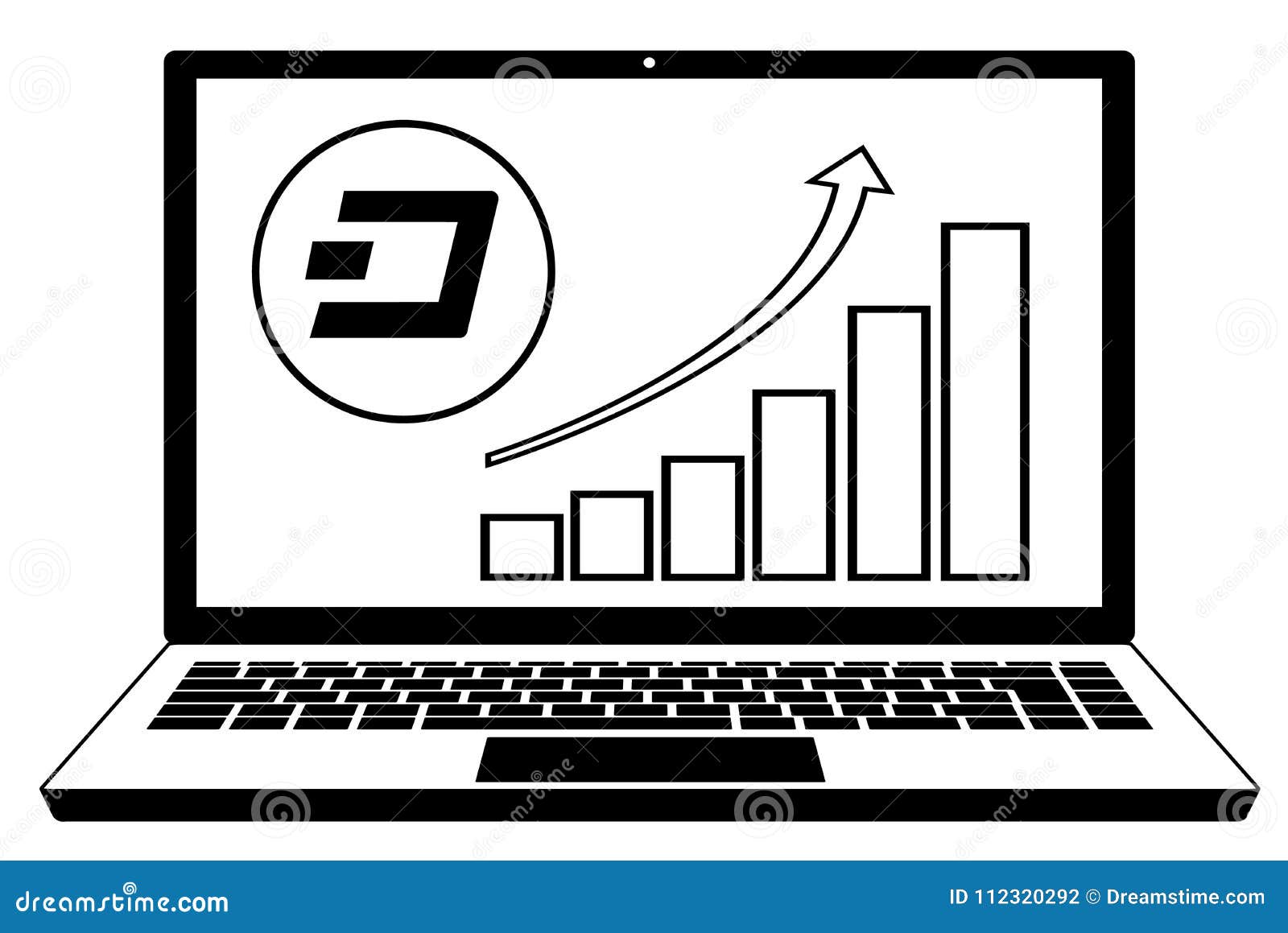 Coin Dash with Diagram on a Screen Laptop Stock Vector - Illustration ...