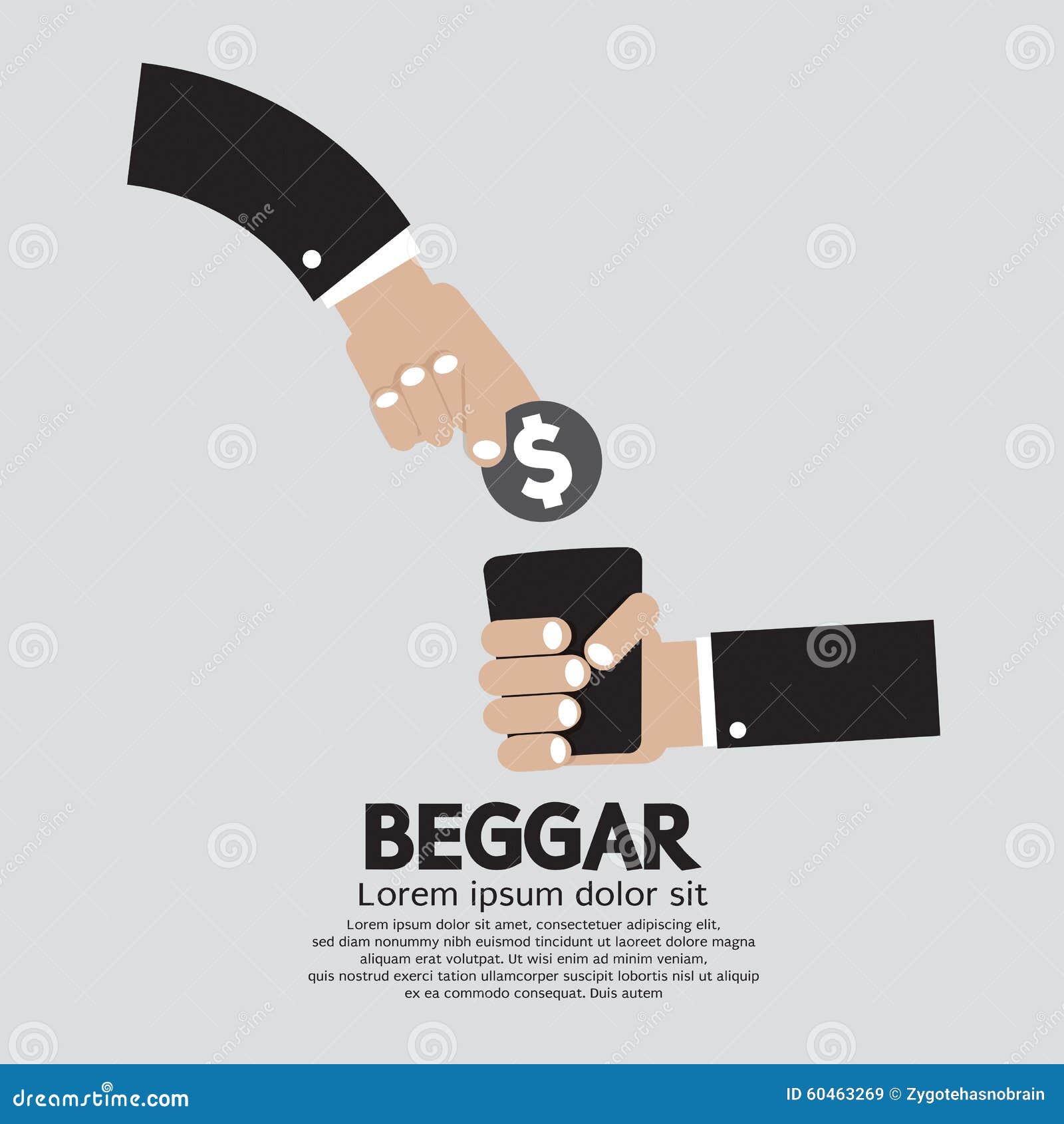 Coin Donated To the Beggar. Stock Vector - Illustration of help ...