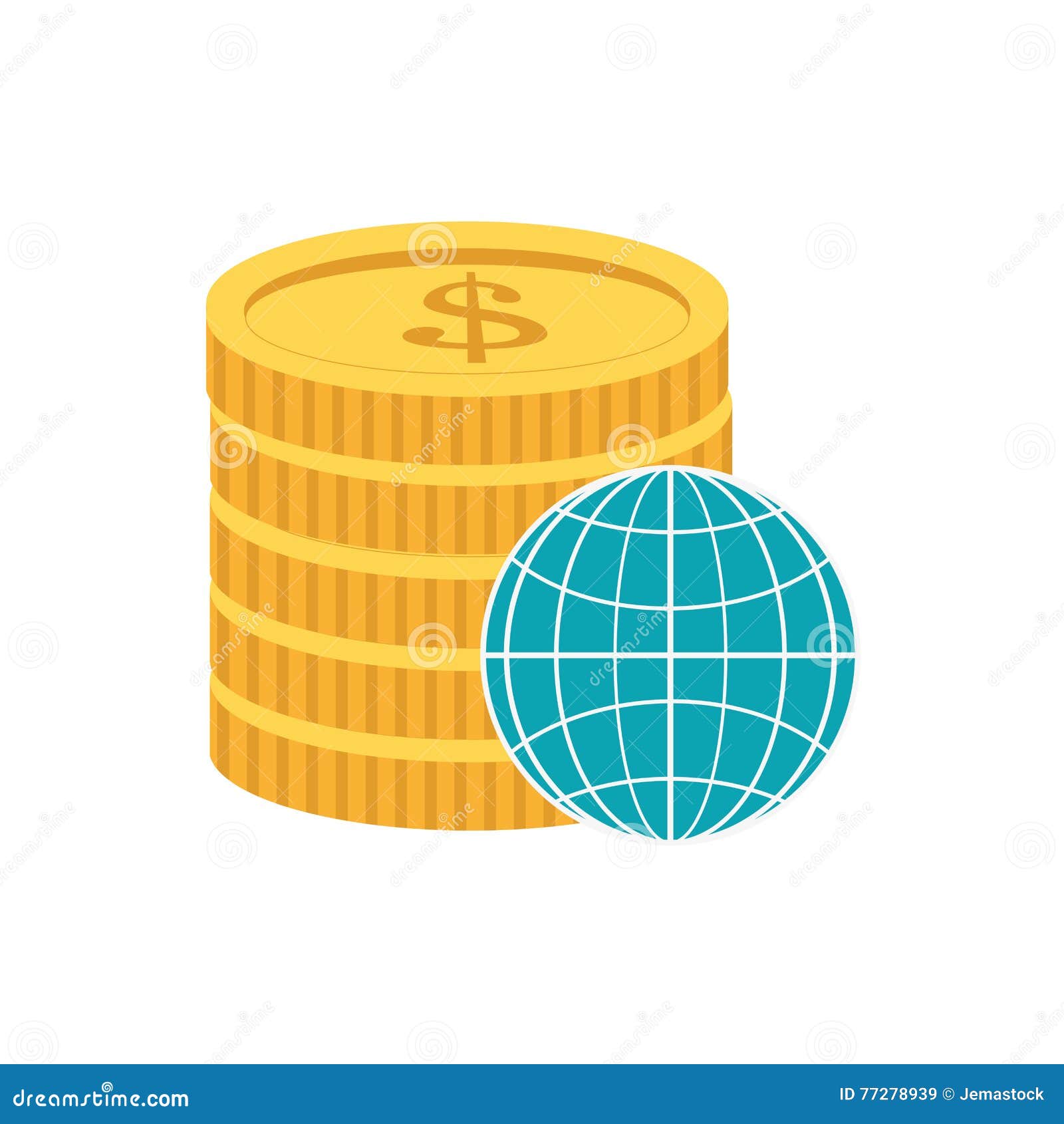 Coin and Earth Globe Diagram Icon Stock Vector - Illustration of circle ...