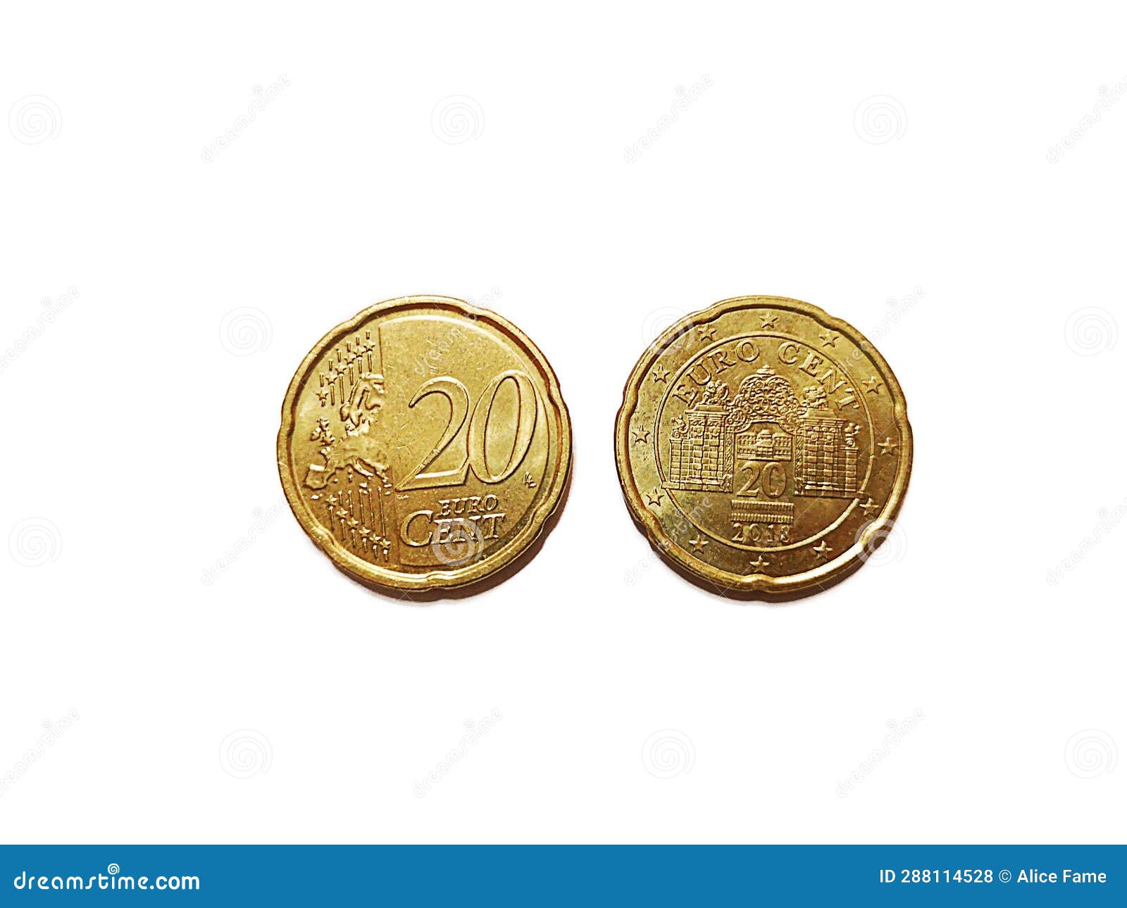 Coin 20 EURO Cent, Obverse and Reverse Stock Photo - Image of rich ...