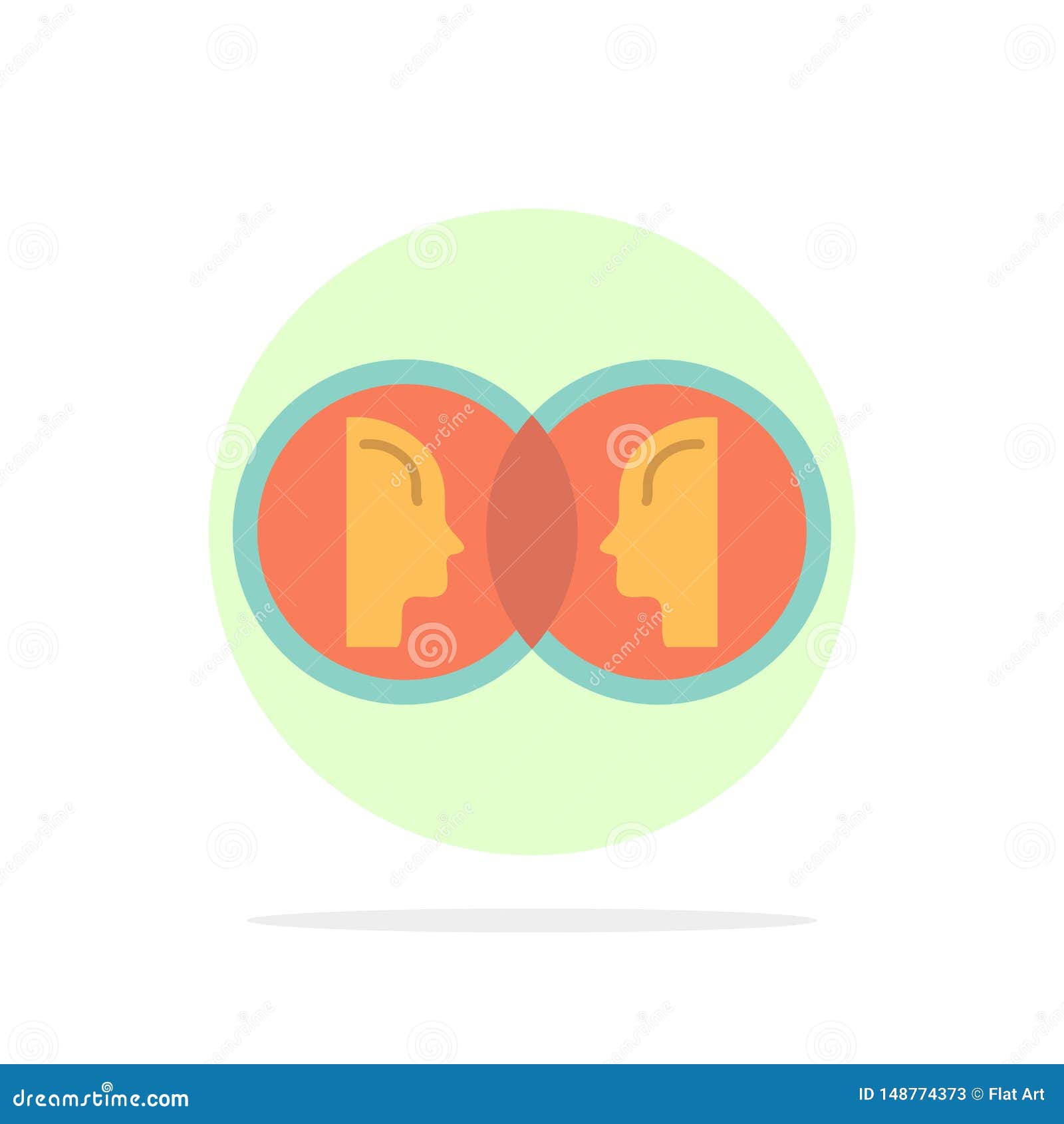 Coin Face Dual Duplicate Man Abstract Circle Background Flat Color