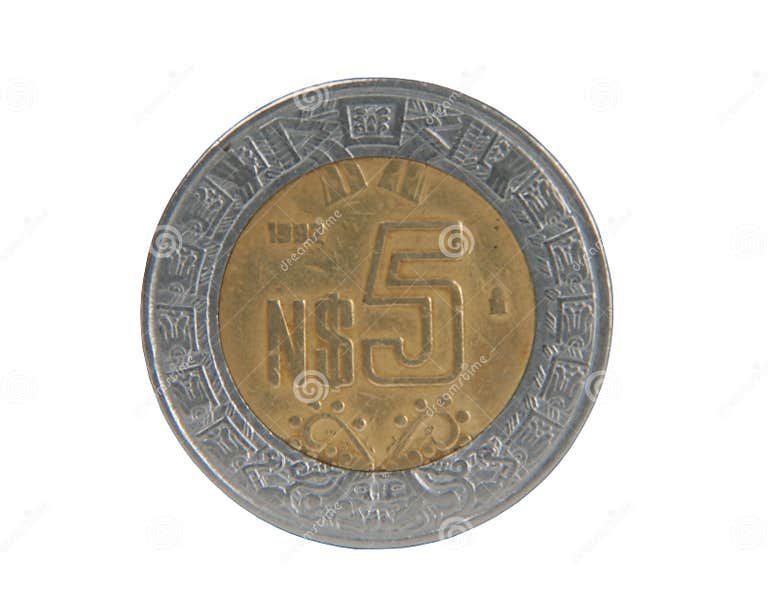 Coin five peso stock photo. Image of cactus, peso, five - 9524172