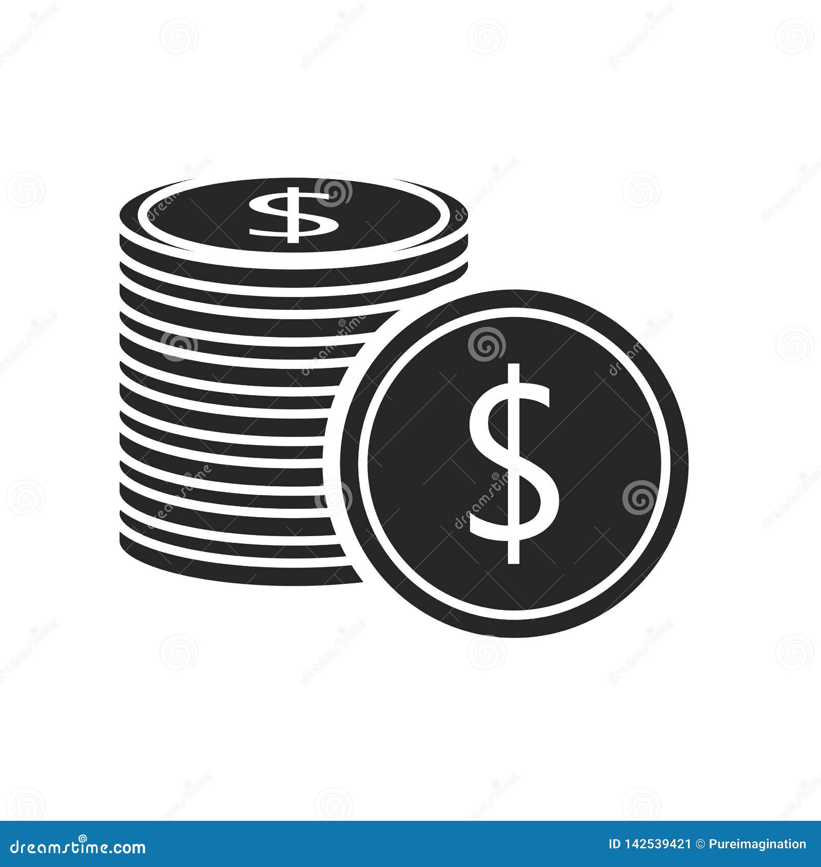 Coin Flat Icon on White Background, for Any Occasion Stock Vector ...