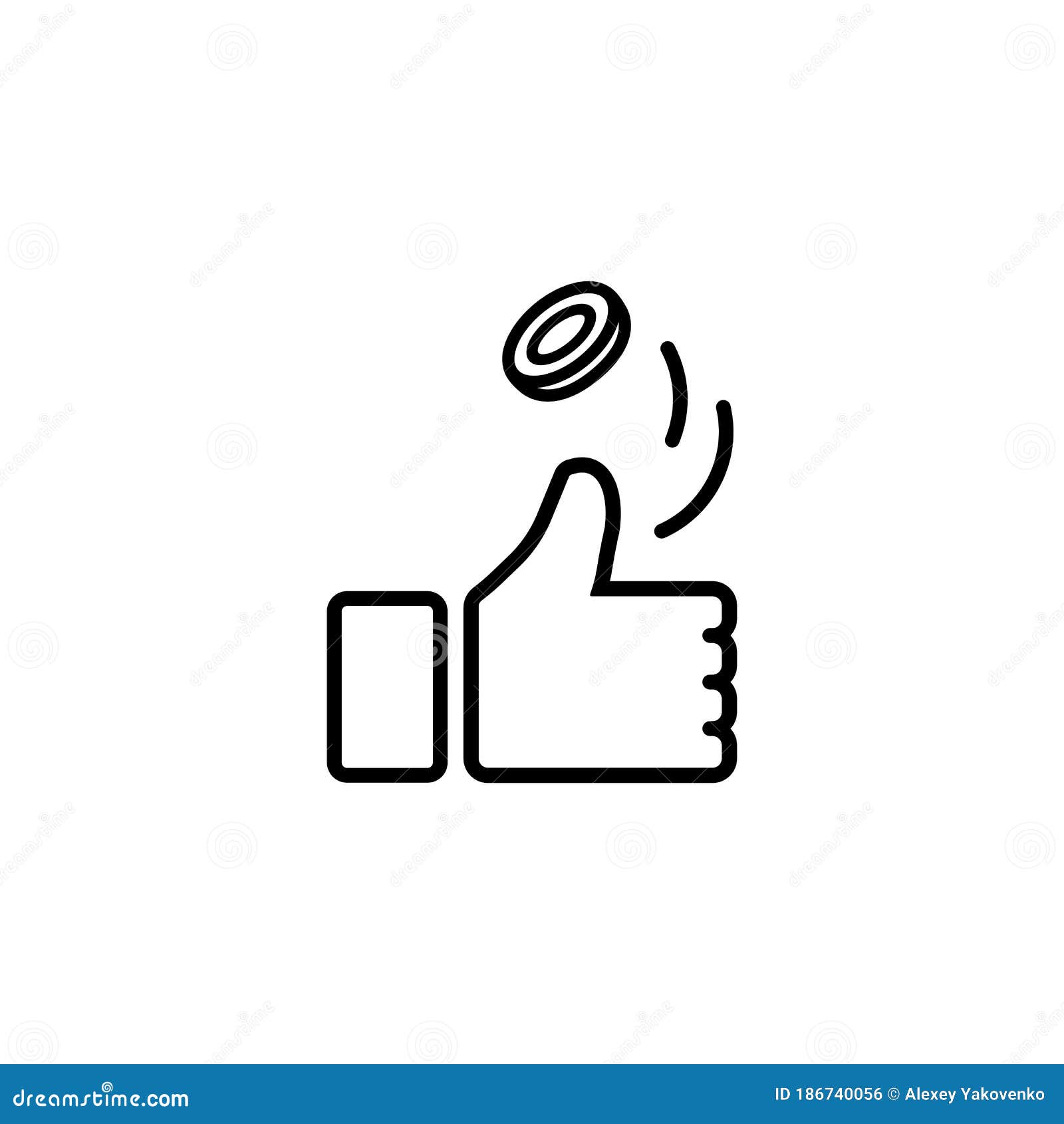 Coin Flipping Icon Line. Toss Or Flip A Coin Or Thumb Up On Isolated ...
