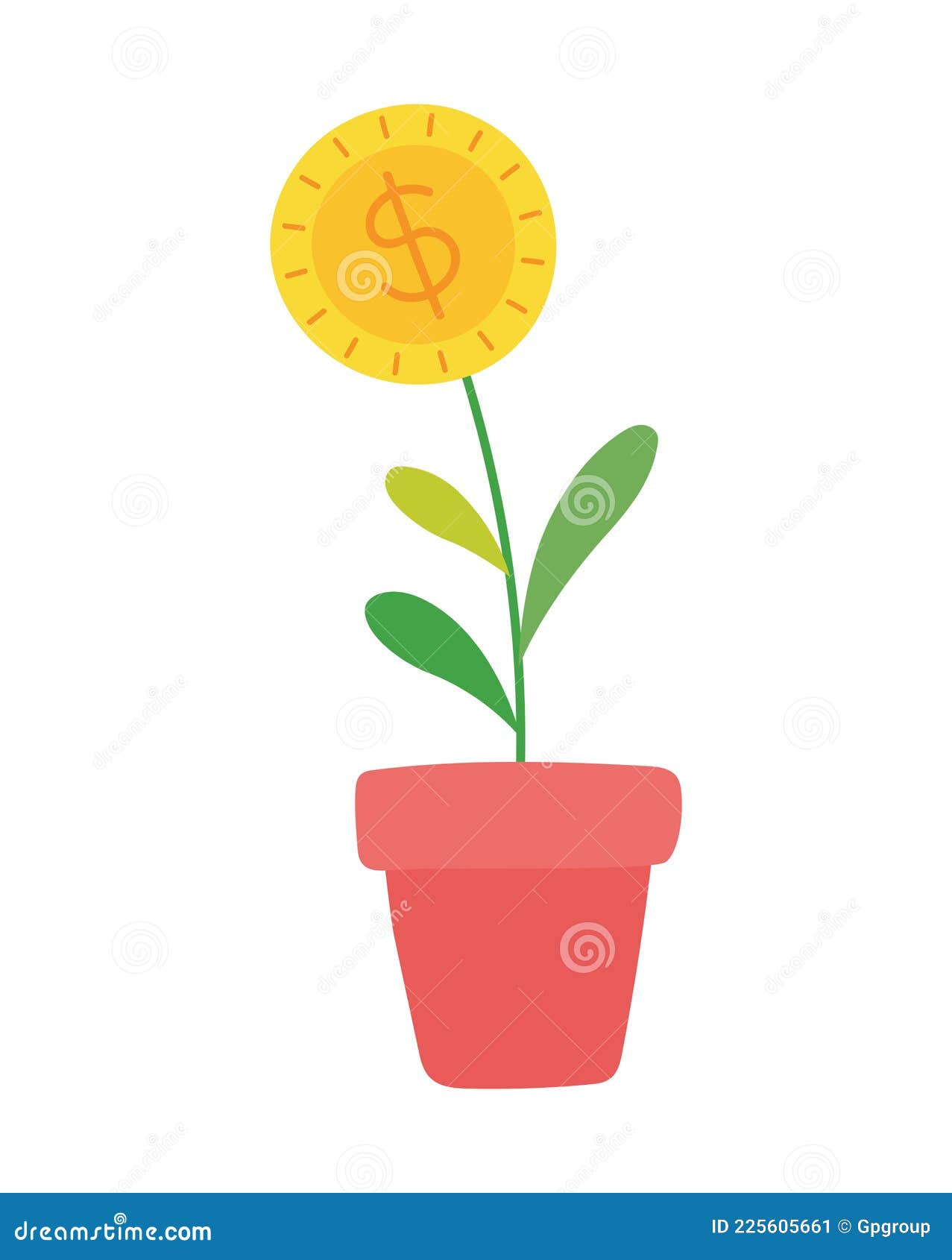 Coin flower design stock vector. Illustration of beautiful - 225605661