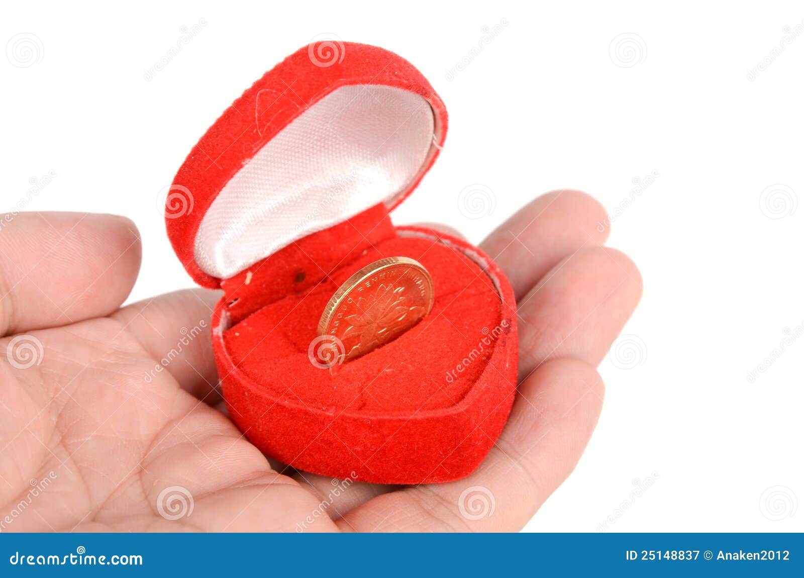 Coin in gift box stock image. Image of finger, gold, finance - 25148837