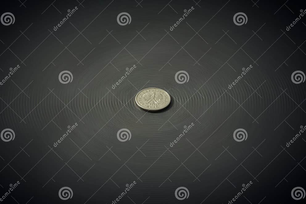 Coin on a gray background stock photo. Image of economy - 182757138