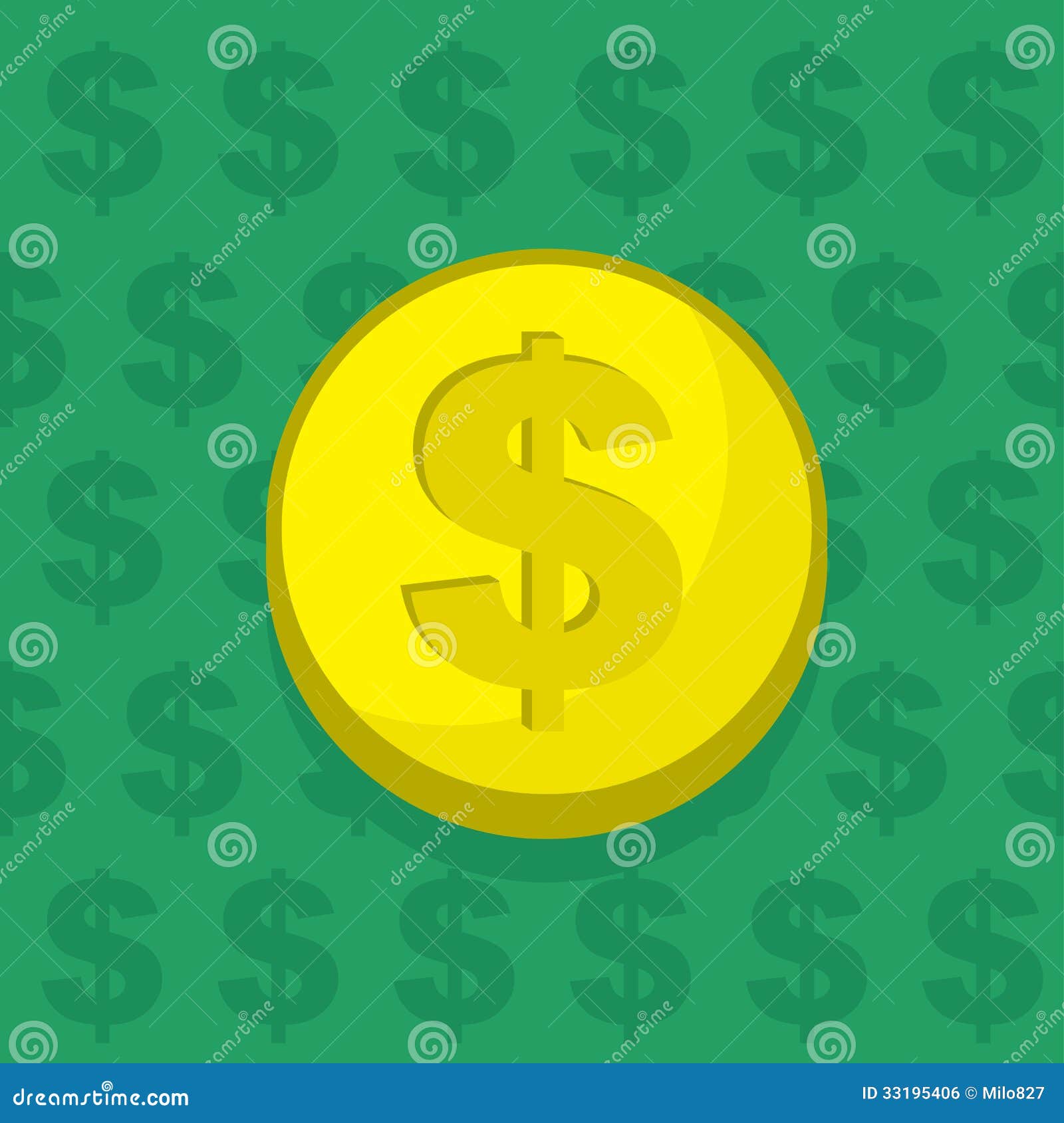 Coin Green Background stock vector. Illustration of cartoon - 33195406