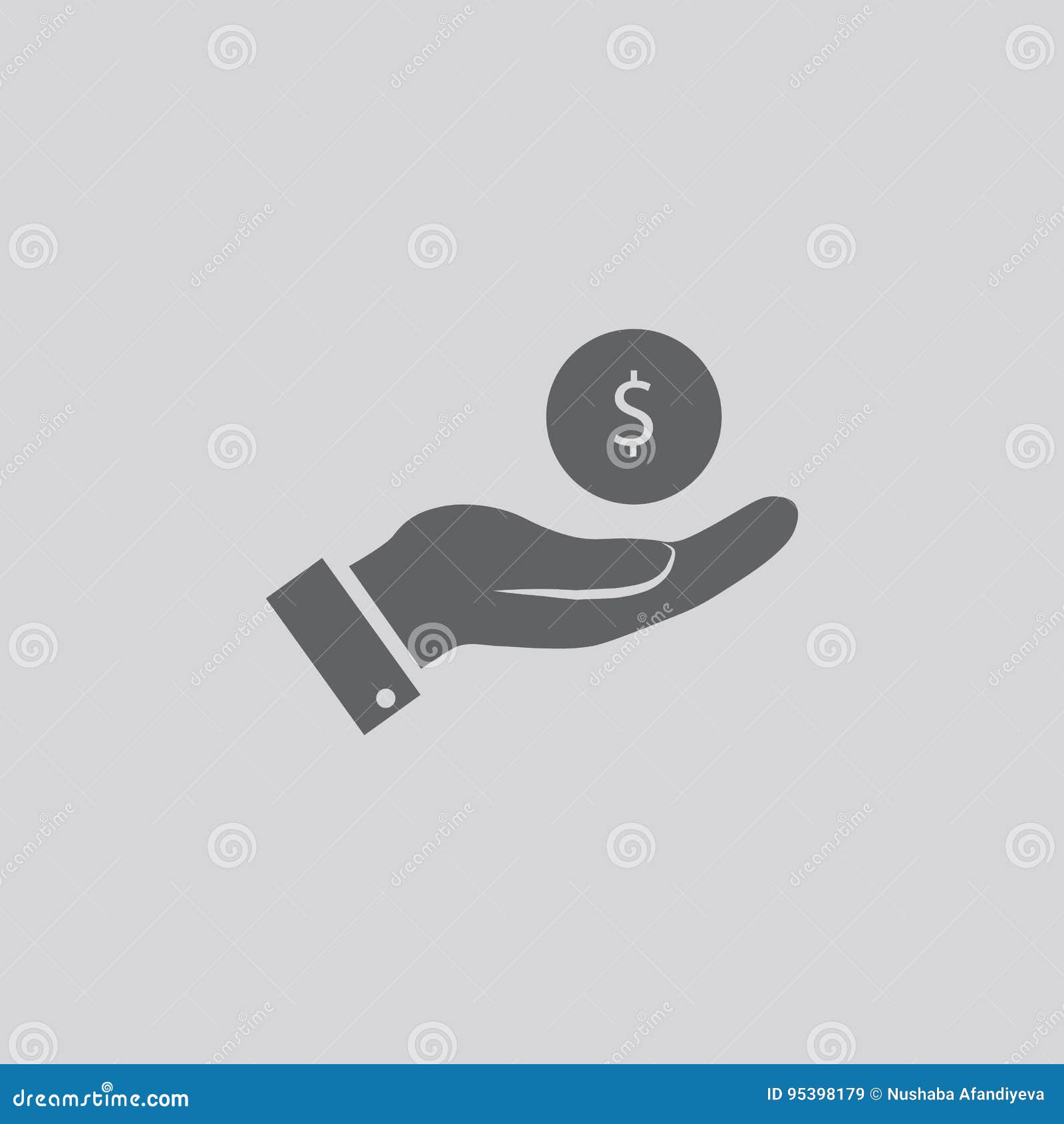 Coin in hand icon stock illustration. Illustration of design - 95398179