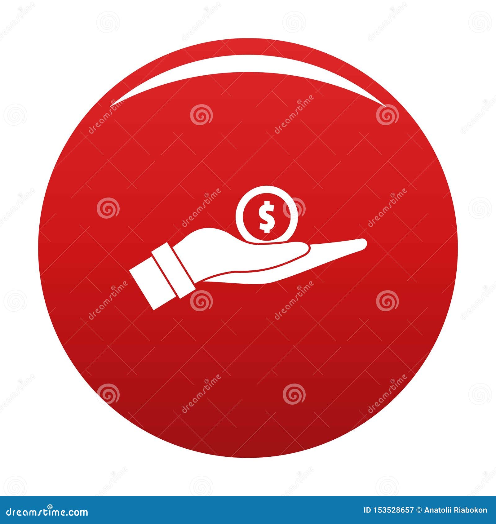 Coin in Hand Icon Vector Red Stock Vector - Illustration of dollar ...