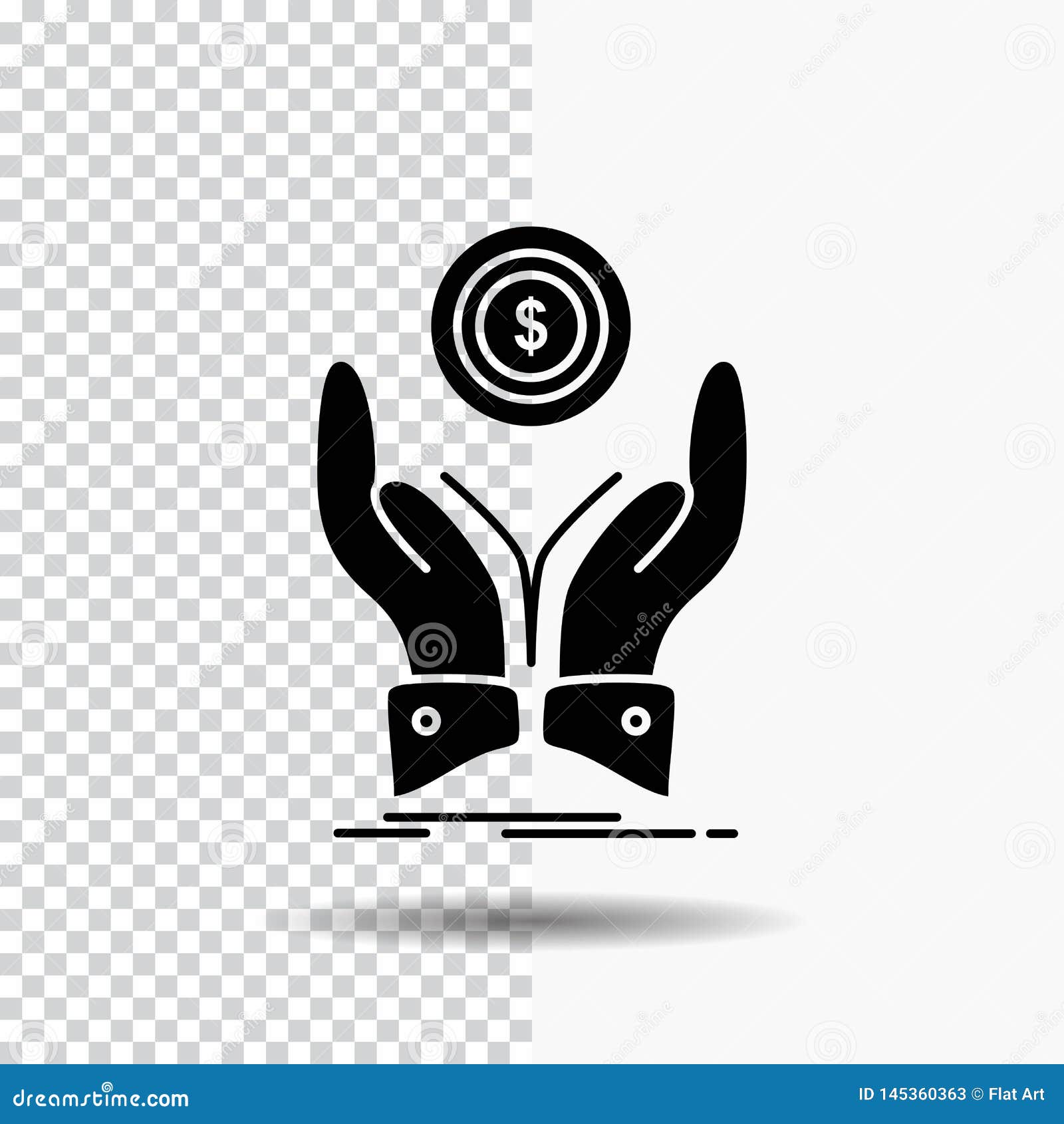 Coin, Hand, Stack, Dollar, Income Glyph Icon on Transparent Background ...