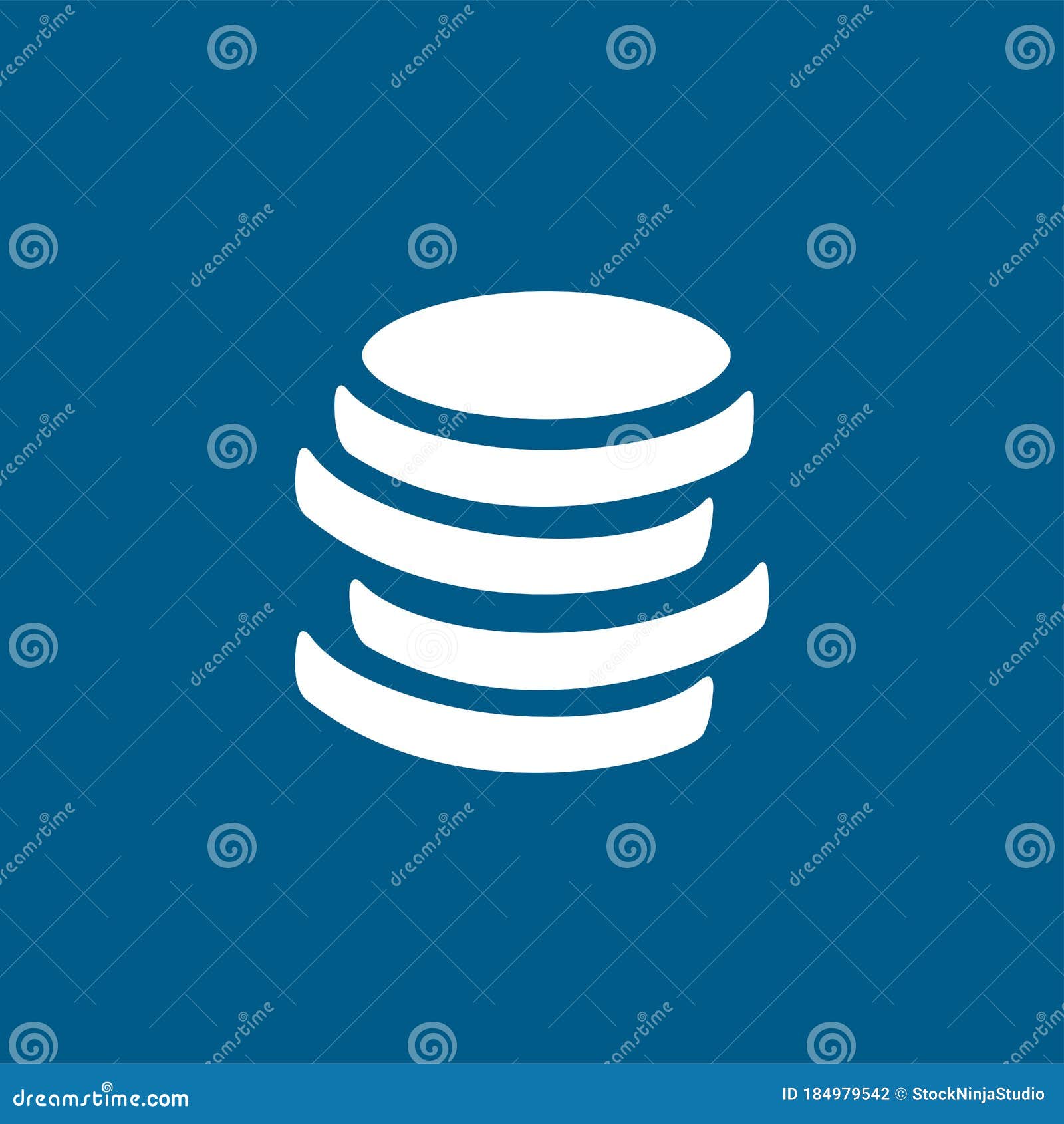 Coin Icon on Blue Background. Blue Flat Style Vector Illustration Stock ...