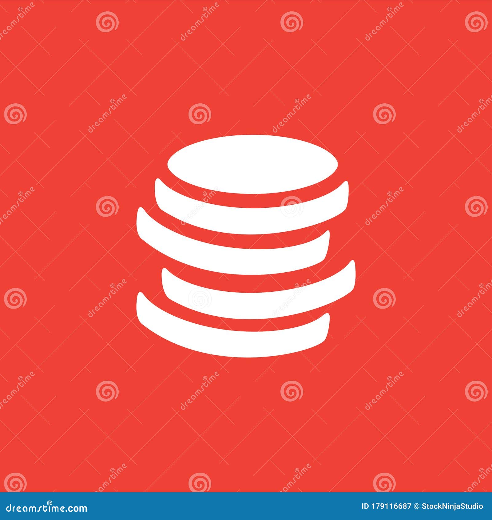 Coin Icon on Red Background. Red Flat Style Vector Illustration Stock ...