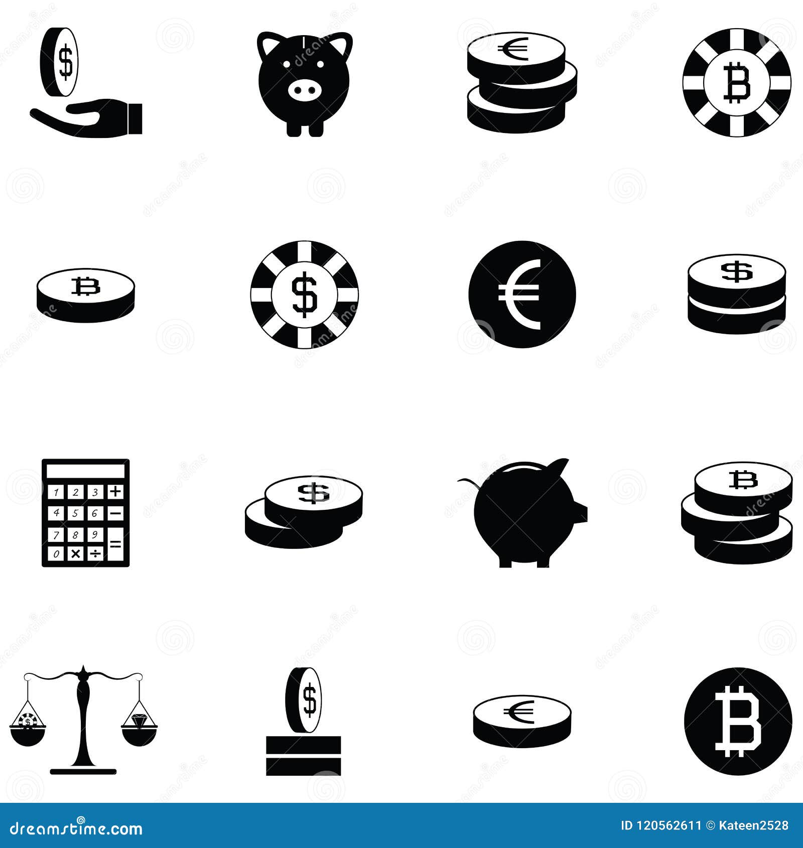Coin icon set stock vector. Illustration of graphic - 120562611