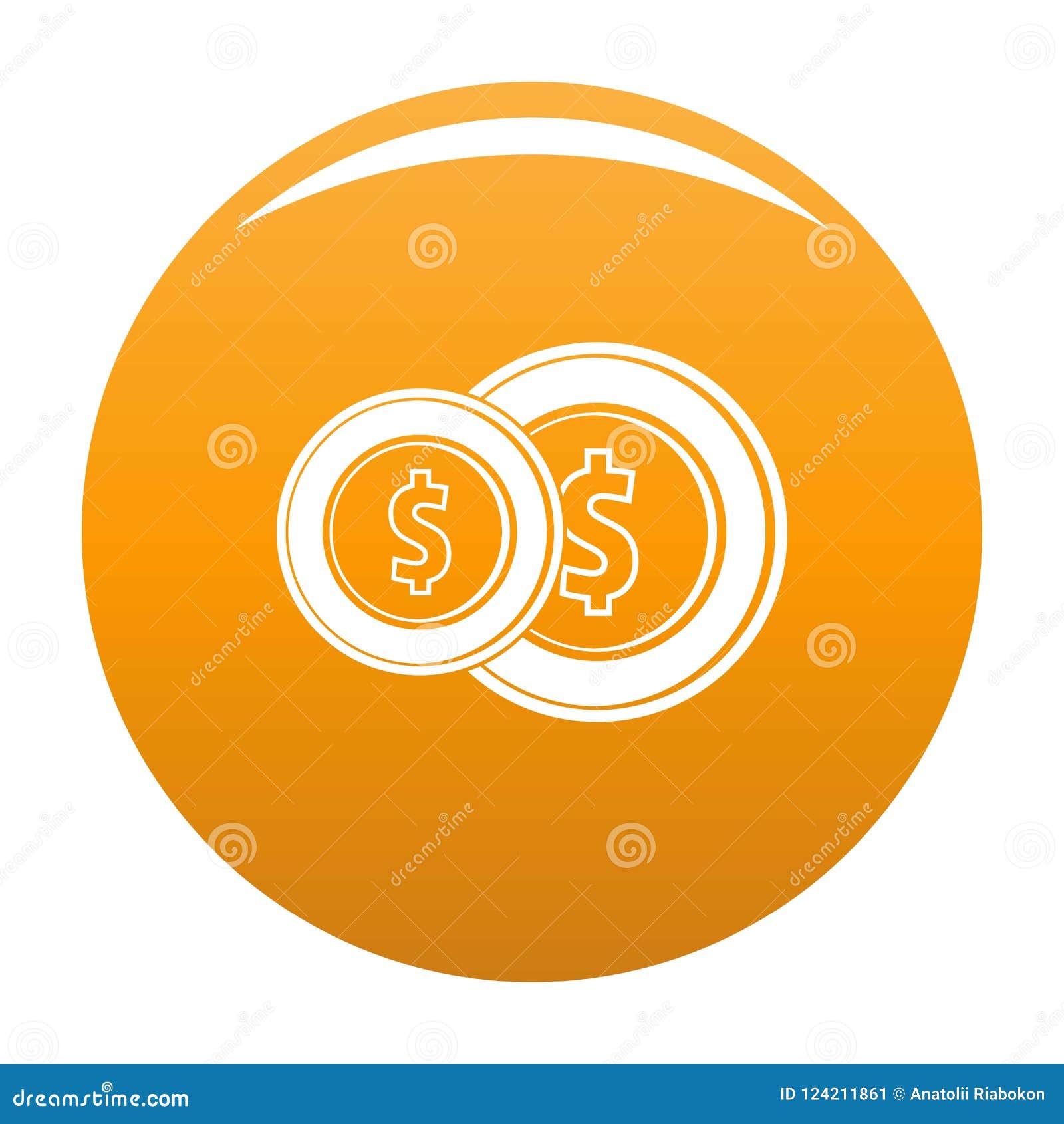 Coin icon orange stock illustration. Illustration of dollar - 124211861