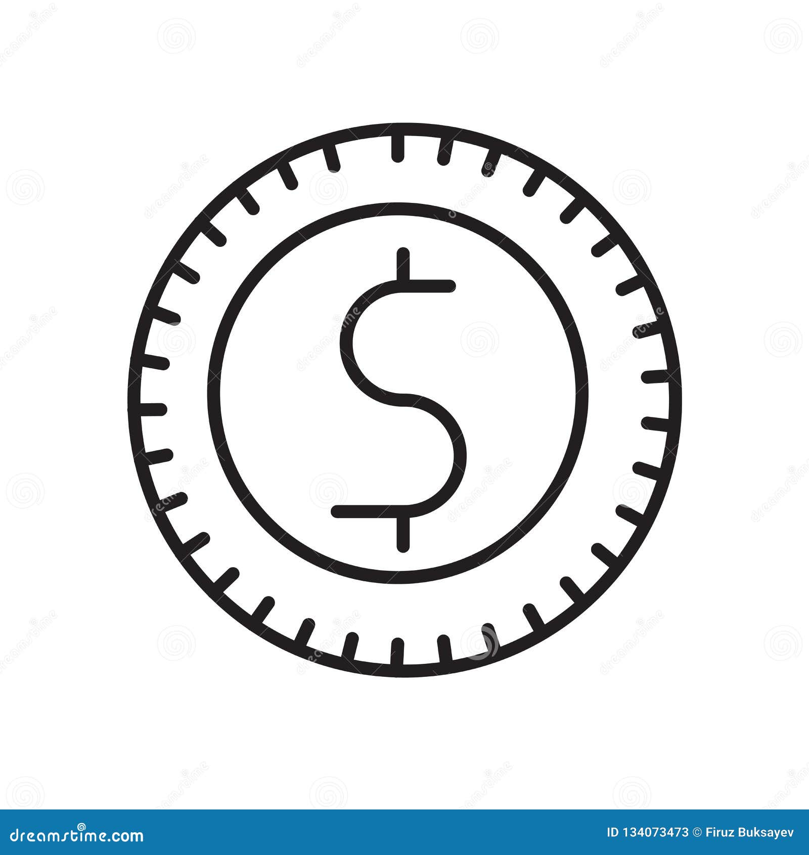 Coin Icon Vector Isolated on White Background, Coin Sign , Sign and ...