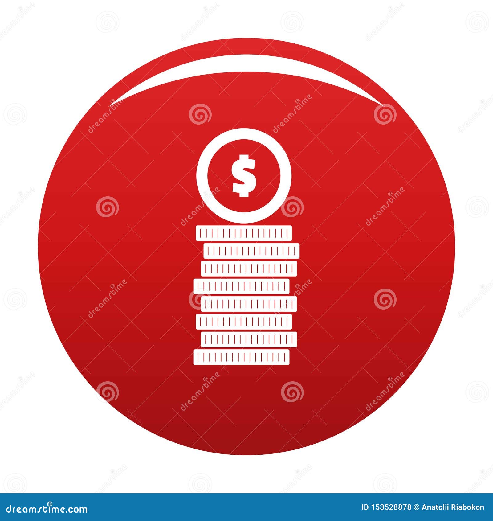 Coin icon vector red stock vector. Illustration of isolated - 153528878