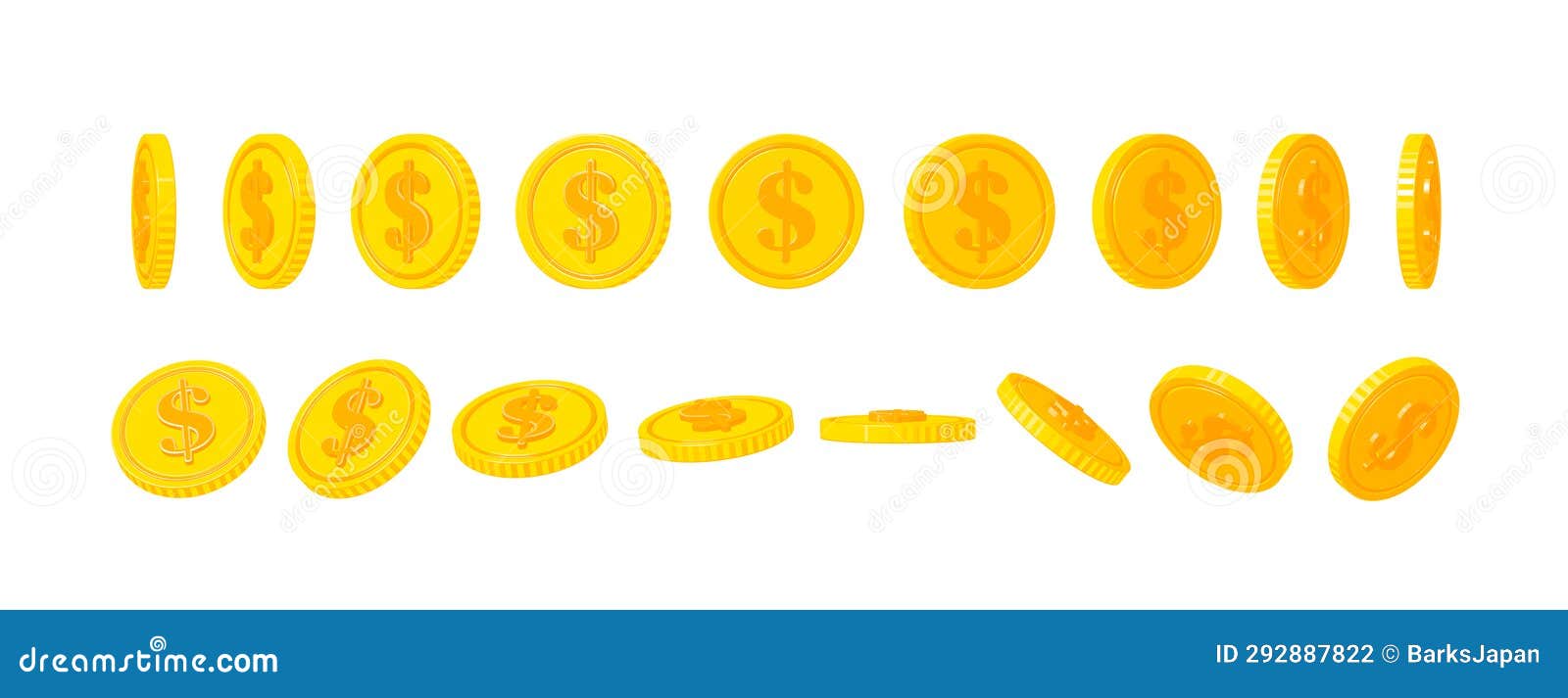 Coin Illustrations from Various Angles Stock Illustration ...