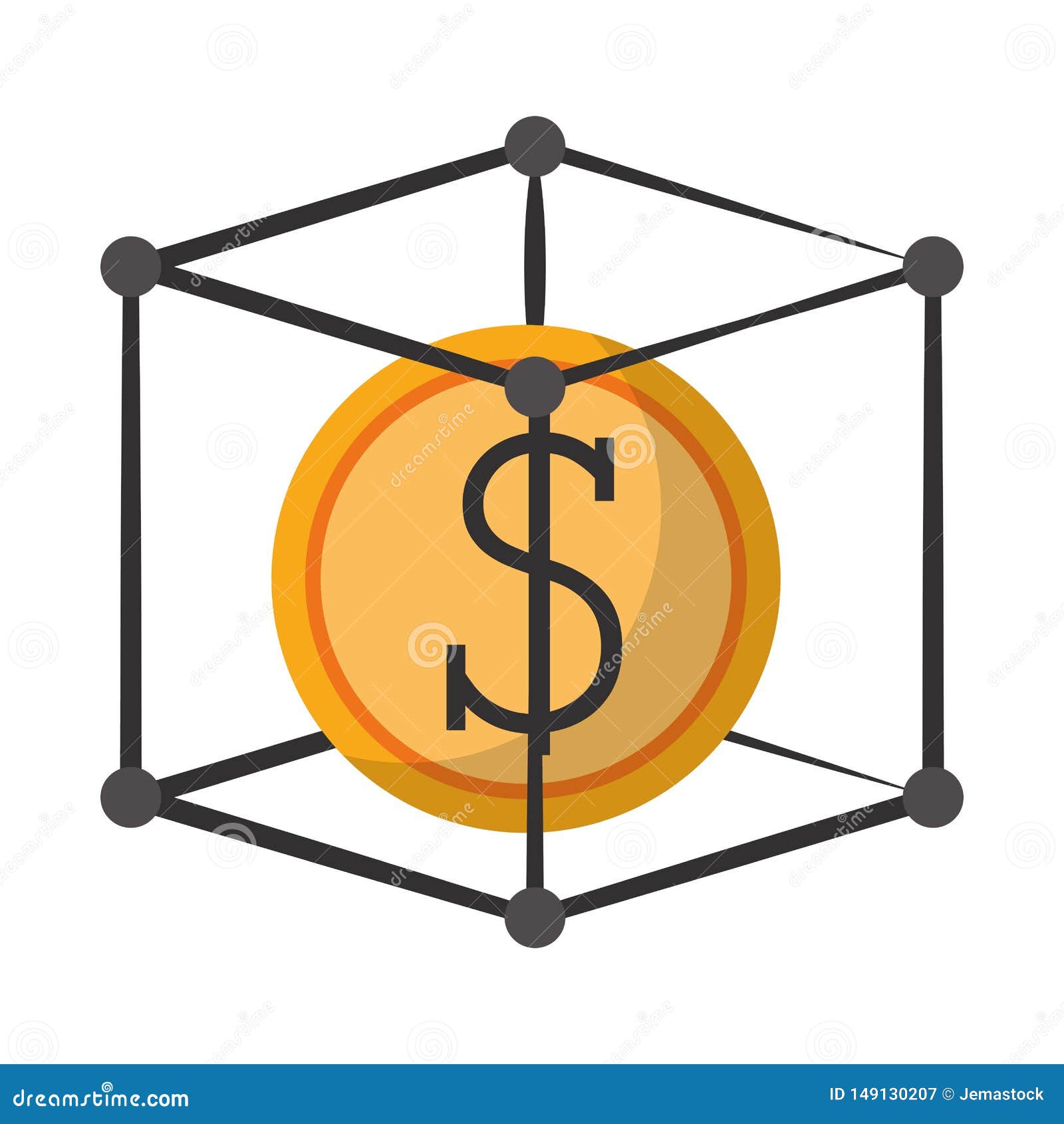 Coin Inside Cube Symbol Isolated Vector Illustration Stock Vector ...
