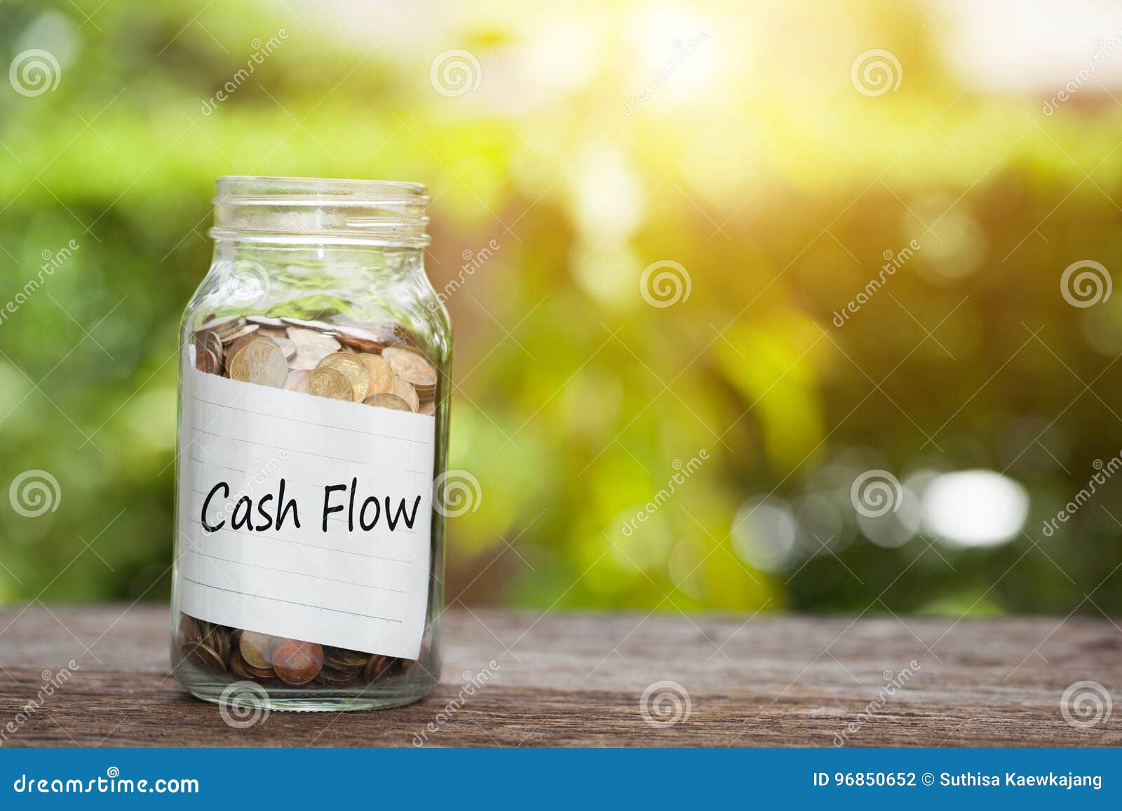 Coin in Jar with Cash Flow Text, Financial Concept. Stock Photo - Image ...
