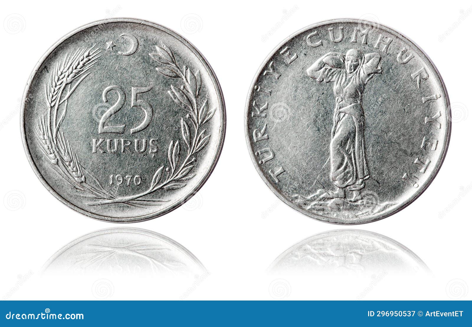 Coin 25 kurus. Turkey stock image. Image of obverse - 296950537